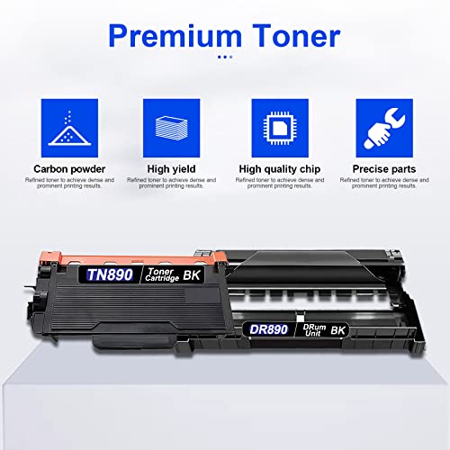 TN890 Toner and DR890 Drum Cartridge, ALUMUINK Replacement for Brother TN-890 DR-890 for HL-L6400DW HL-L6250DW HL-L6400DWT MFC-L6750DW MFC-L6900DW Printer (3 Toner+ 1 Drum, 4PK)