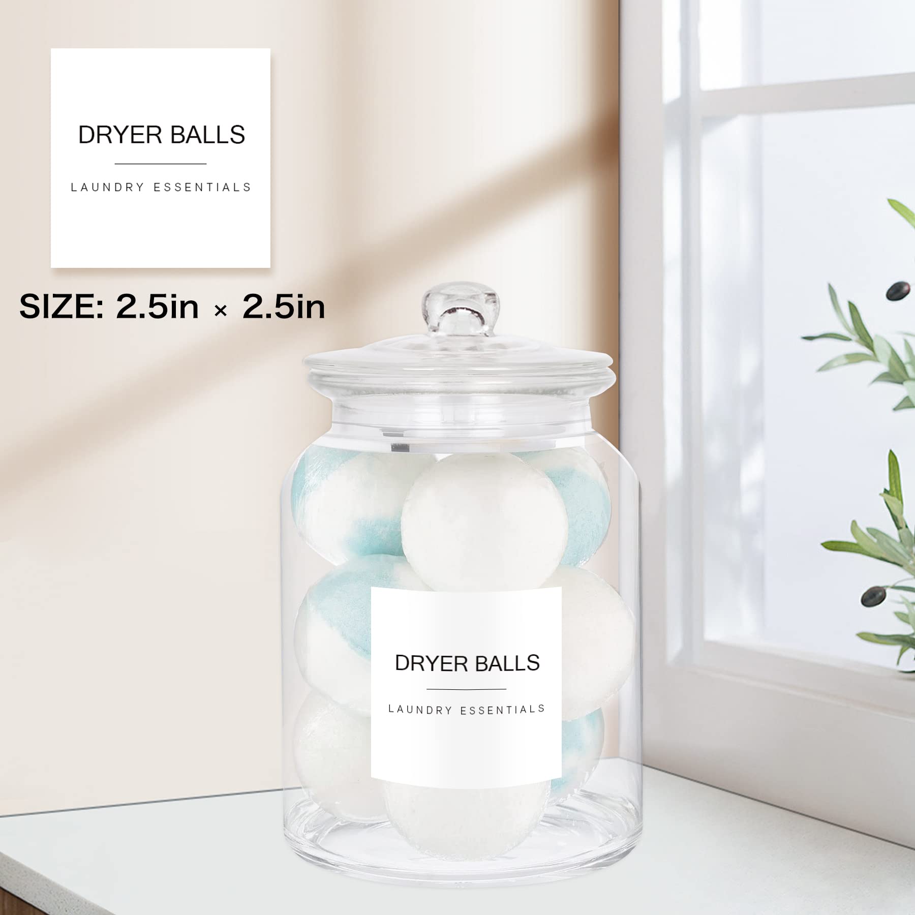 Mustry 156 Minimalist Laundry Labels for Jars Household Organization, Self-adhesive Stickers Easy to Peel Off and Reposition, Waterproof White Matte Stickers Include Reference Sheet for Quick Indexing
