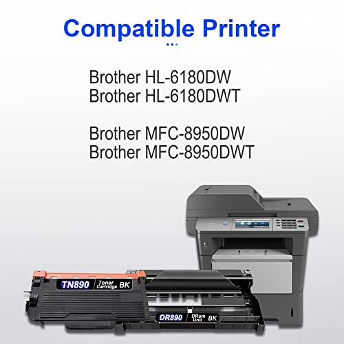 TN890 Toner and DR890 Drum Cartridge, ALUMUINK Replacement for Brother TN-890 DR-890 for HL-L6400DW HL-L6250DW HL-L6400DWT MFC-L6750DW MFC-L6900DW Printer (3 Toner+ 1 Drum, 4PK)