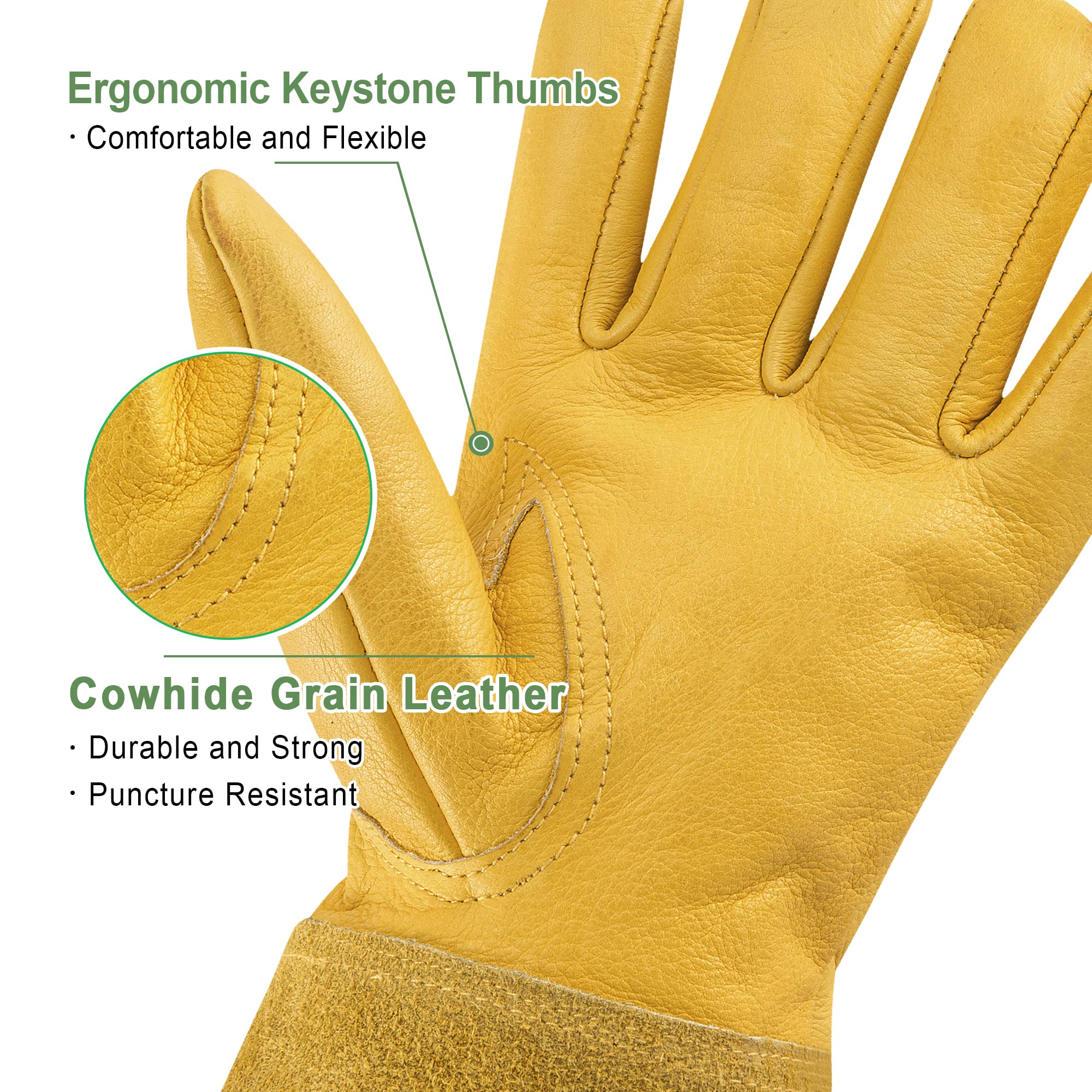 AIWOGLO Thorn Proof Gardening Gloves for Men & Women Rose Pruning Leather Garden Gloves with Long Sleeve Gauntlet(Large)