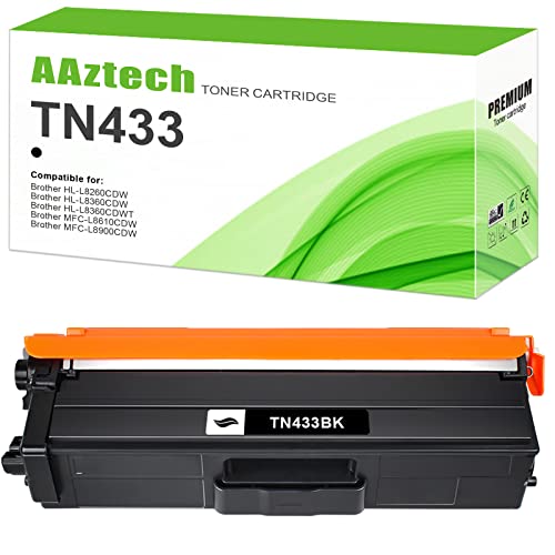 A Aztech Compatible Toner Cartridge Replacement for Brother TN433 TN-433 TN433BK TN431 for Brother MFC-L8900CDW HL-L8360CDW HL-L8260CDW MFC-L8610CDW HL-L8360CDWT (Black, 1-Pack)