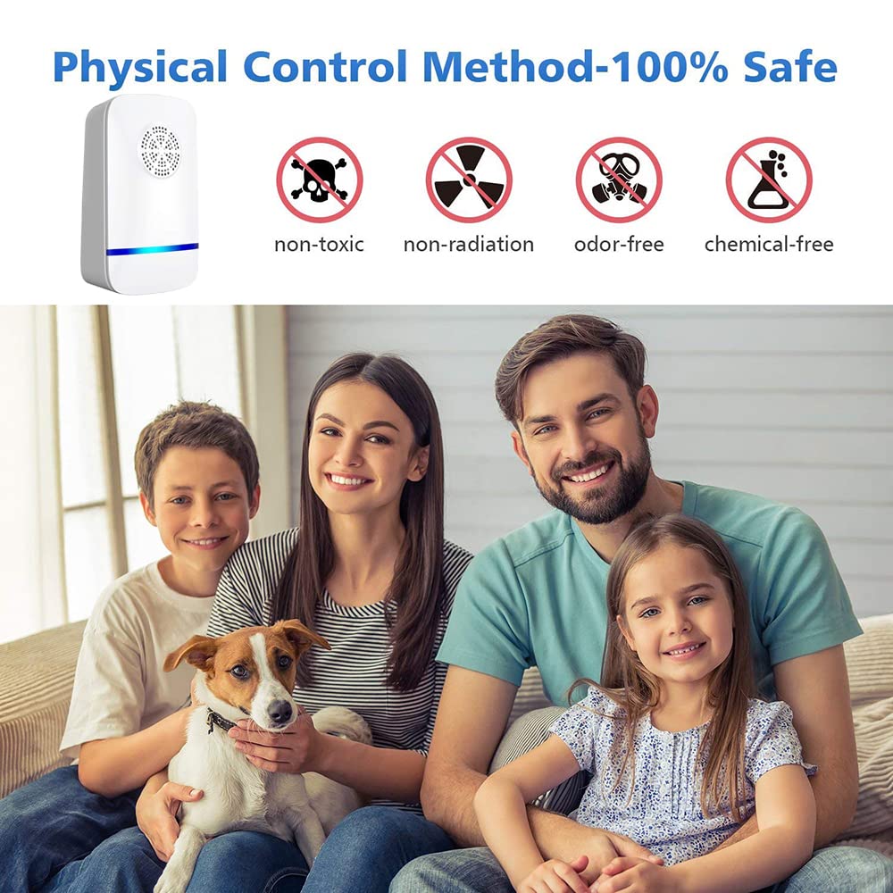 Ultrasonic Pest Repeller 6 Pack, Pest Control Ultrasonic Repellent Electronic Insects Rodents Repellent for Mosquito, Mouse, Cockroaches,Rats,Bug, Spider, Ant, Flies, Home, Warehouse, Kitchen