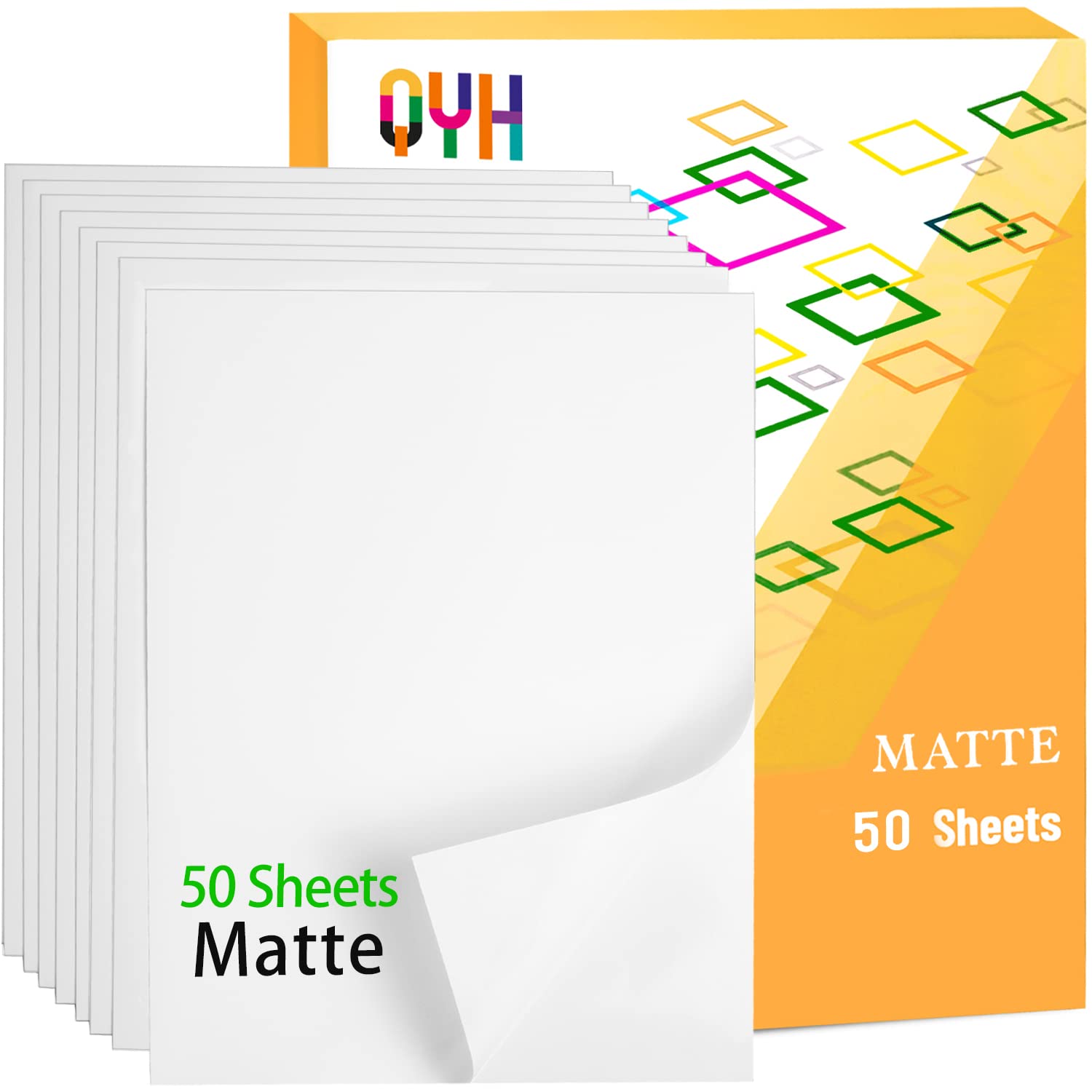 Premium Printable Vinyl Sticker Paper - 50 Matte White Waterproof Decal Paper Sheets for Inkjet Printer Standard Letter Size 8.5"x11"