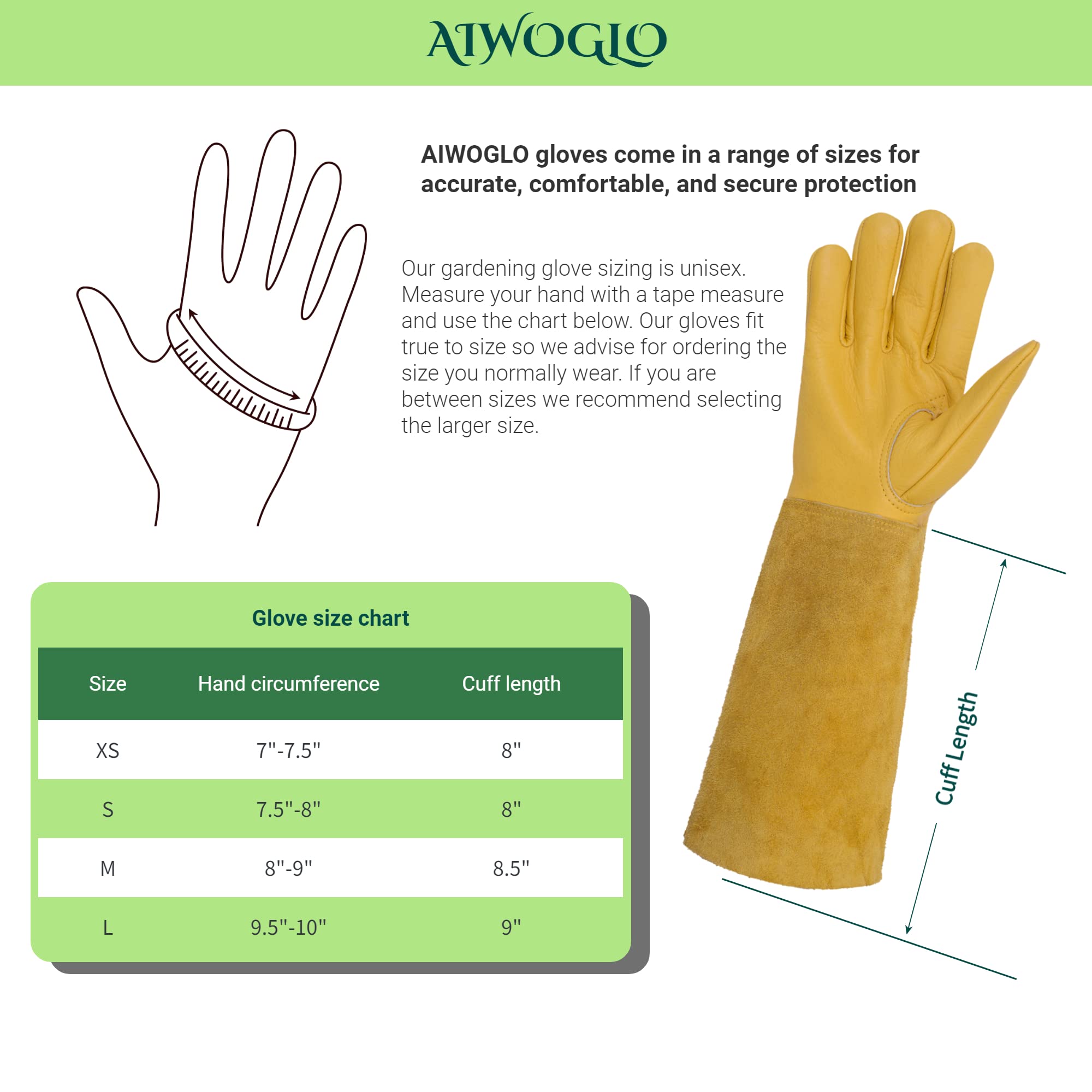 AIWOGLO Thorn Proof Gardening Gloves for Men & Women Rose Pruning Leather Garden Gloves with Long Sleeve Gauntlet(Large)
