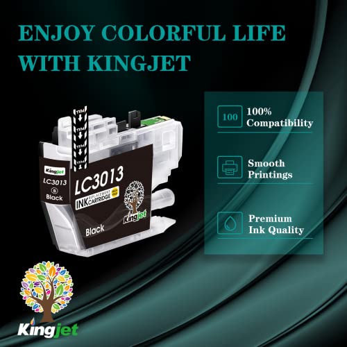Kingjet LC3013 LC3011 Compatible Ink Cartridge Replacement for Brother LC3013 LC3011 LC-3013 use with MFC-J491DW MFC-J497DW MFC-J690DW MFC-J895DW Printers (3Black, 1Cyan, 1Magenta, 1Yellow)