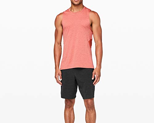 Lululemon Athletica Mens Pace Breaker Short Linerless (Heather Allover Deep Coal Black, M)
