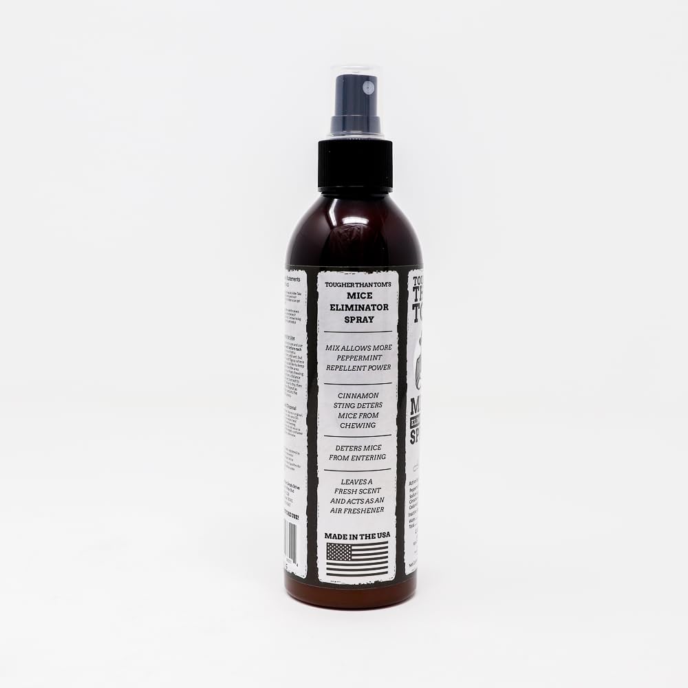 Tougher Than Tom Mouse Repellent Spray – 8 fl oz Premium Cinnamon and Peppermint Oil Spray for Rodents – Effective Mouse Repellent Indoor Spray – Mice Deterrent Spray – All-Natural Formula