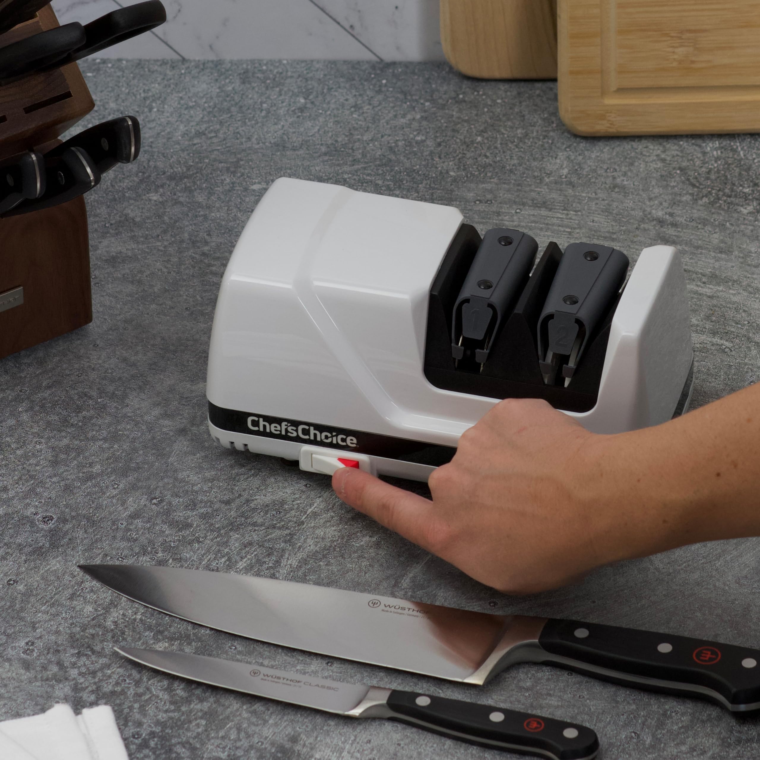 Chef'sChoice FlexHone/Strop Professional Electric-Knife Sharpener, 2-Stage, White