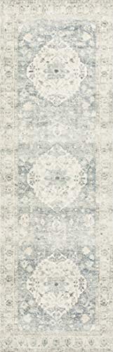 Loloi II Rosette Collection ROS-07 Denim/Fog, Traditional 7'-6" x 9'-6" Area Rug