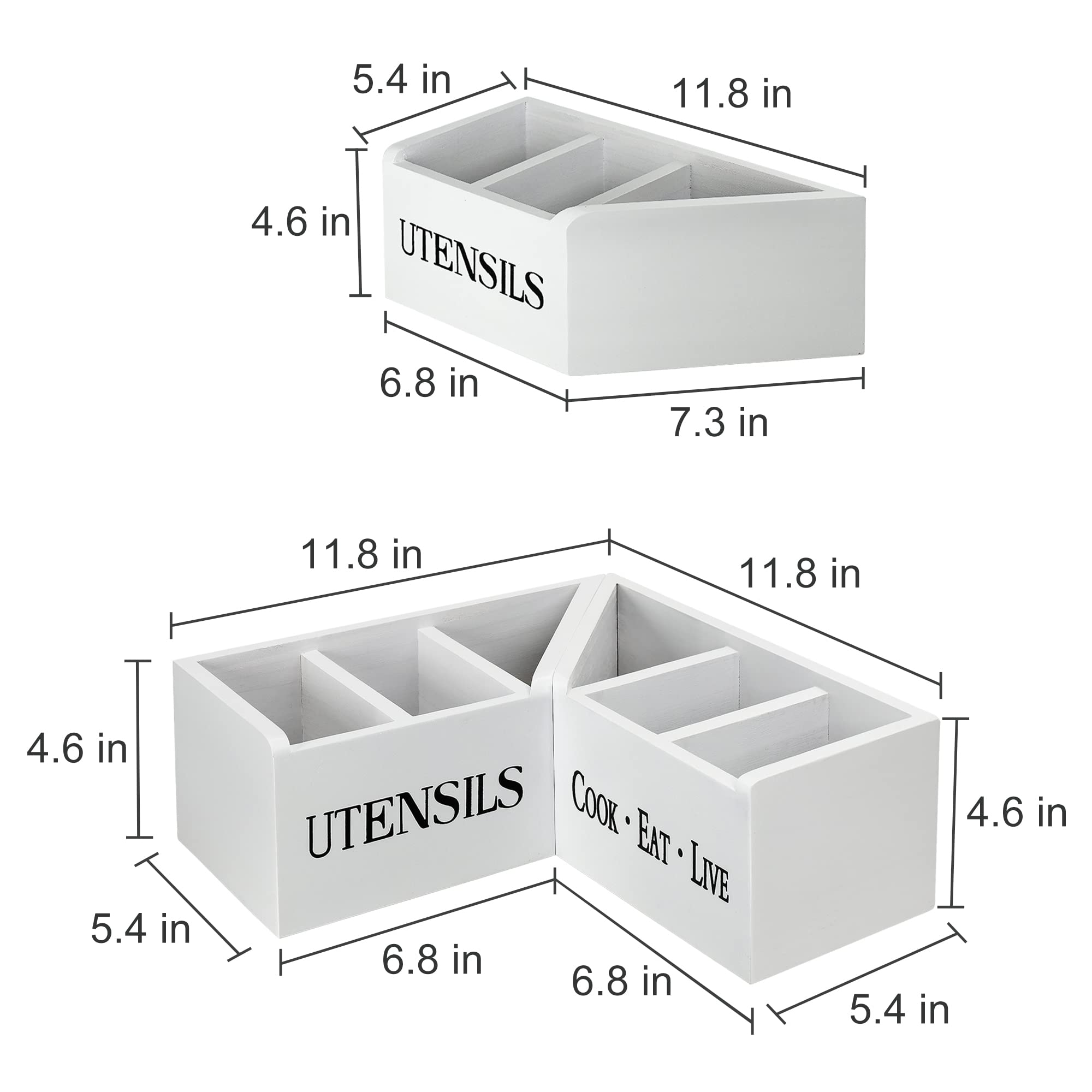 Utensil Holder for Kitchen Counter, Set of 2 Utensil Caddy Large Silverware Organizer for Spoons, Forks, Knives, Utensil Organizer with 6 Compartments for Kitchen, Countertop, Party, Camping