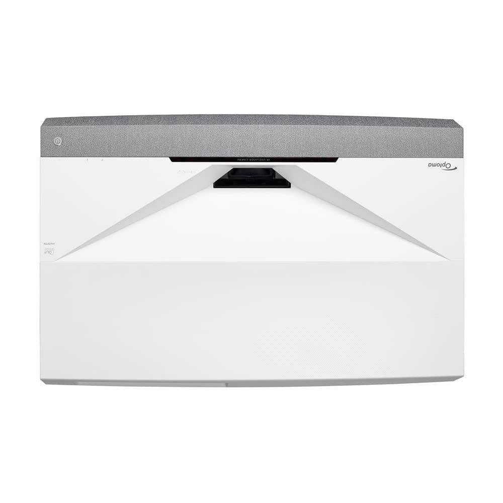Optoma CinemaX D2 4K UHD Ultra-Short-Throw DLP Projector with HDR, White (2022) Bundle with 120" Home Theater Projector Screen Indoor Outdoor + 2 Year Protection Warranty