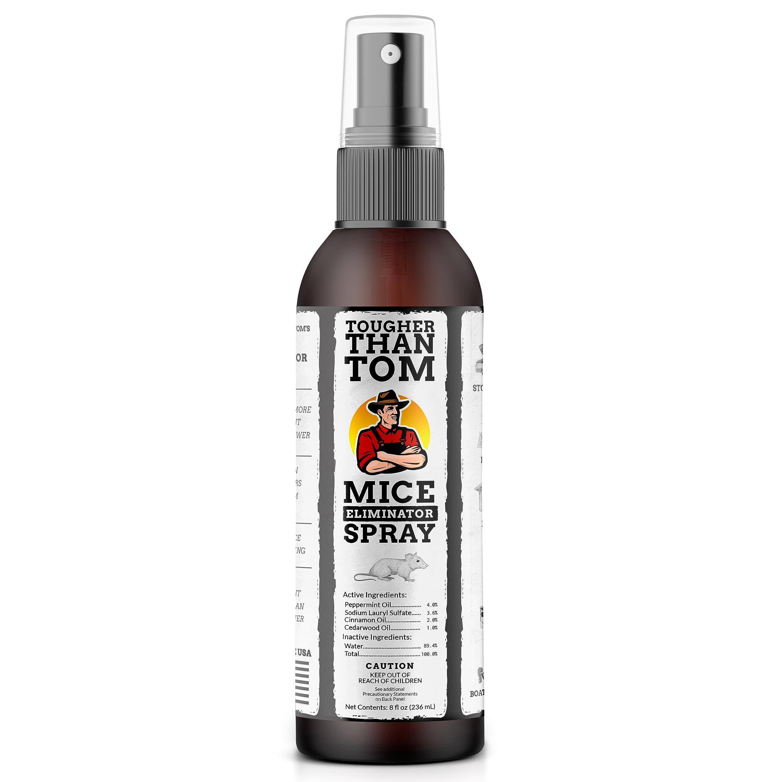 Tougher Than Tom Mouse Repellent Spray β 8 fl oz Premium Cinnamon and Peppermint Oil Spray for Rodents β Effective Mouse Repellent Indoor Spray β Mice Deterrent Spray β All-Natural Formula