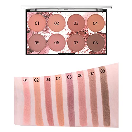 Makeup 8 Color Blush Palette, Contour and Highlight Blush Palette Matte Blush Powder Bright Shimmer Face Cosmetics Blusher Light Face Blush Palette with Blush Brush