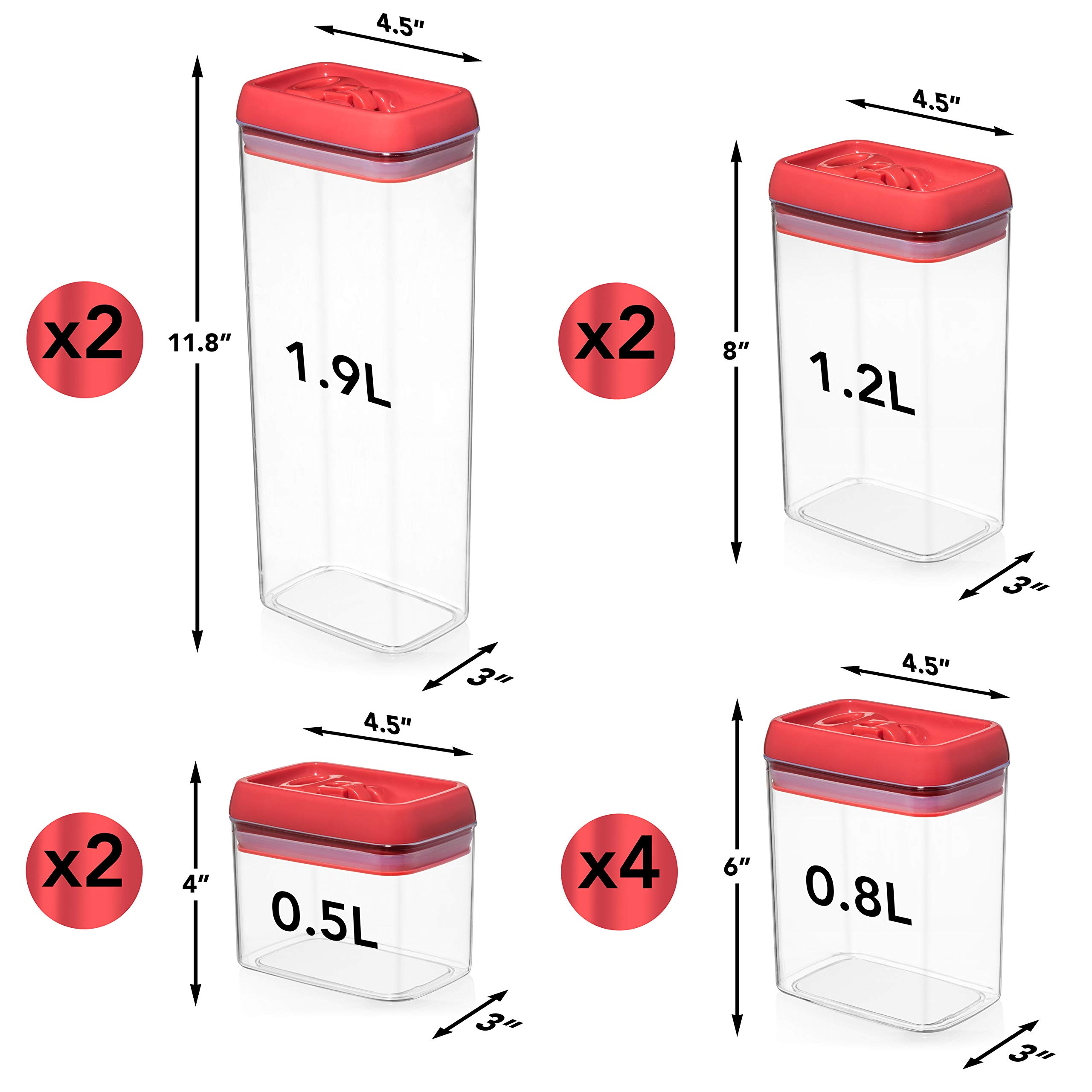 Airtight Food Storage Containers For Kitchen Organization 10 Pc - Food Canisters with Durable Lids, Labels & Marker - BPA Free For Pantry Organization & Storage: Cereal, Flour & Sugar Containers