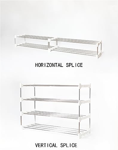 JAUZVIL Expandable Shoe Racks Metal Free Standing Shoe Shelf Shoe Storage Organizer For Entryway Closet (White, 4 Tiers)