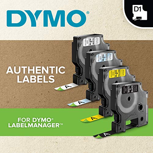 DYMO D1 Durable Labeling Tape for LabelManager Label Makers, White Print on Red Tape, 1/2" W x 10' L, 1 Cartridge (1978366), DYMO Authentic