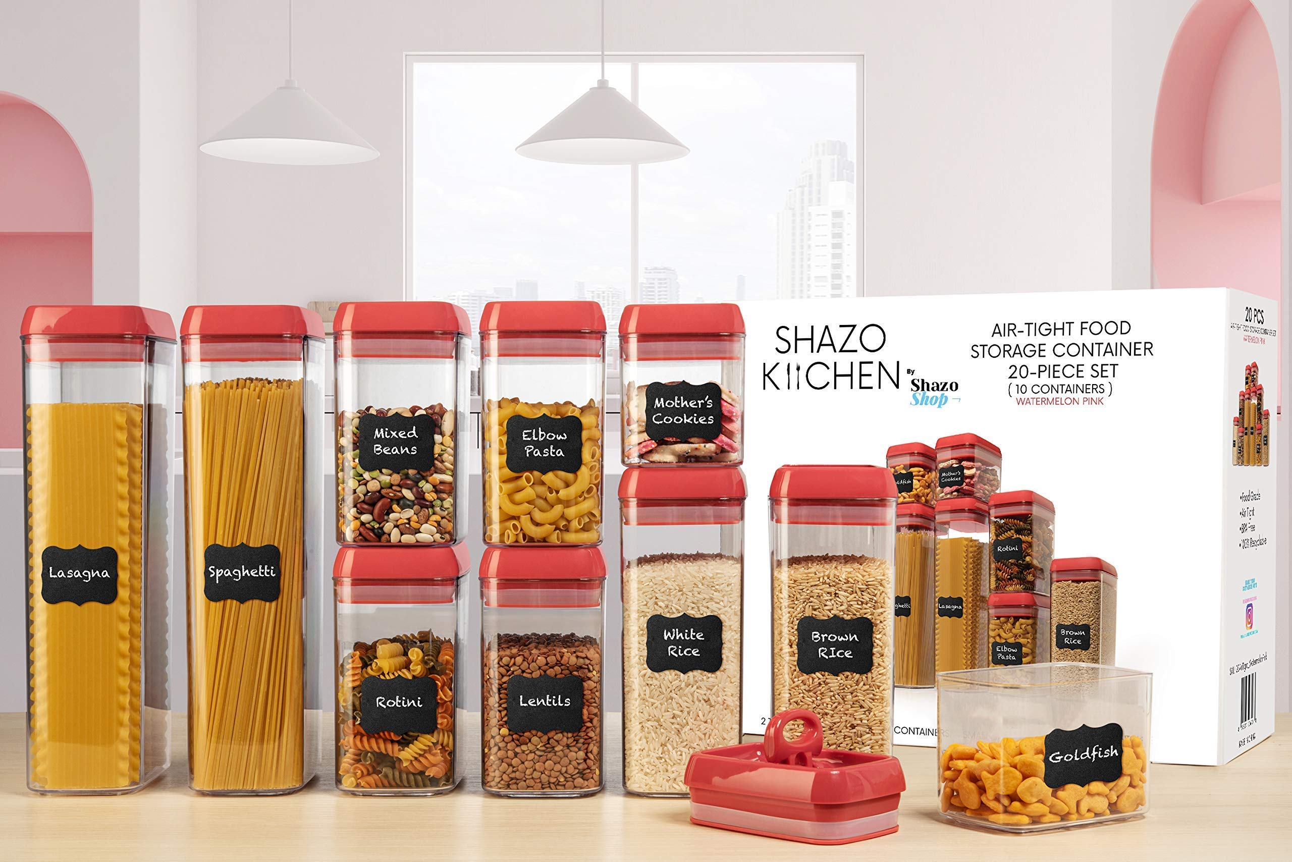 Airtight Food Storage Containers For Kitchen Organization 10 Pc - Food Canisters with Durable Lids, Labels & Marker - BPA Free For Pantry Organization & Storage: Cereal, Flour & Sugar Containers