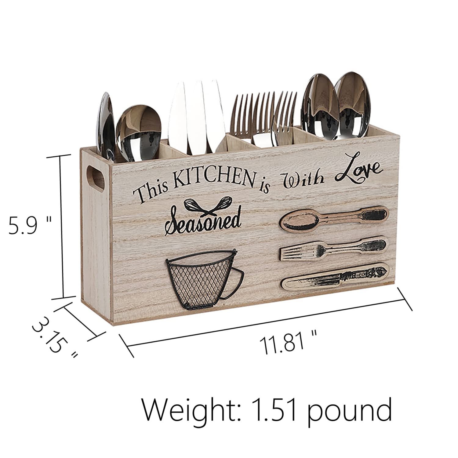 CBEYNCHOS Wooden Utensil Holder Cutlery Caddy,Flatware Organizers in Rustic Wood for Forks Spoons Knives Cooking Tools,Kitchen Table Decor for Party Bar Hotel and Home use