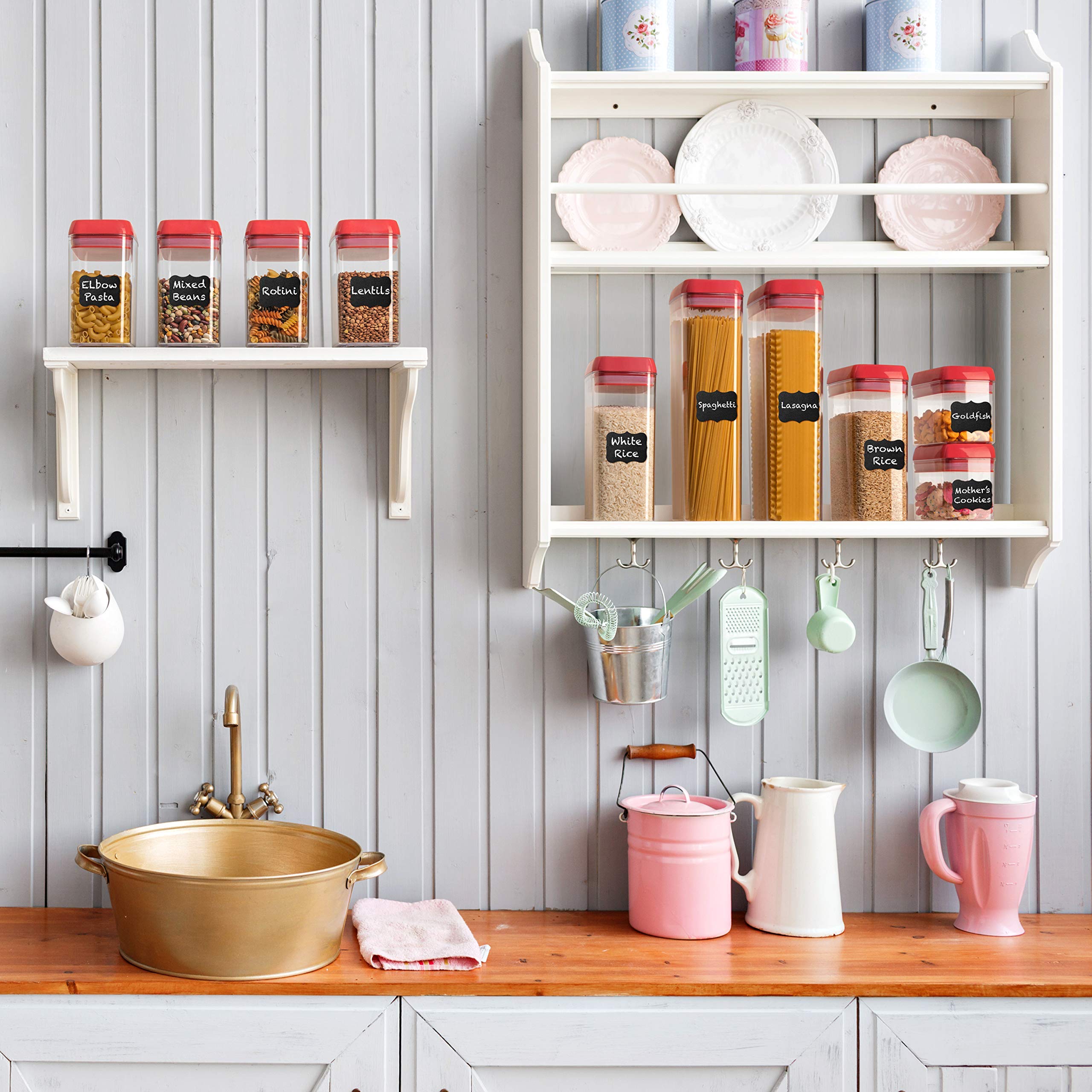 Airtight Food Storage Containers For Kitchen Organization 10 Pc - Food Canisters with Durable Lids, Labels & Marker - BPA Free For Pantry Organization & Storage: Cereal, Flour & Sugar Containers