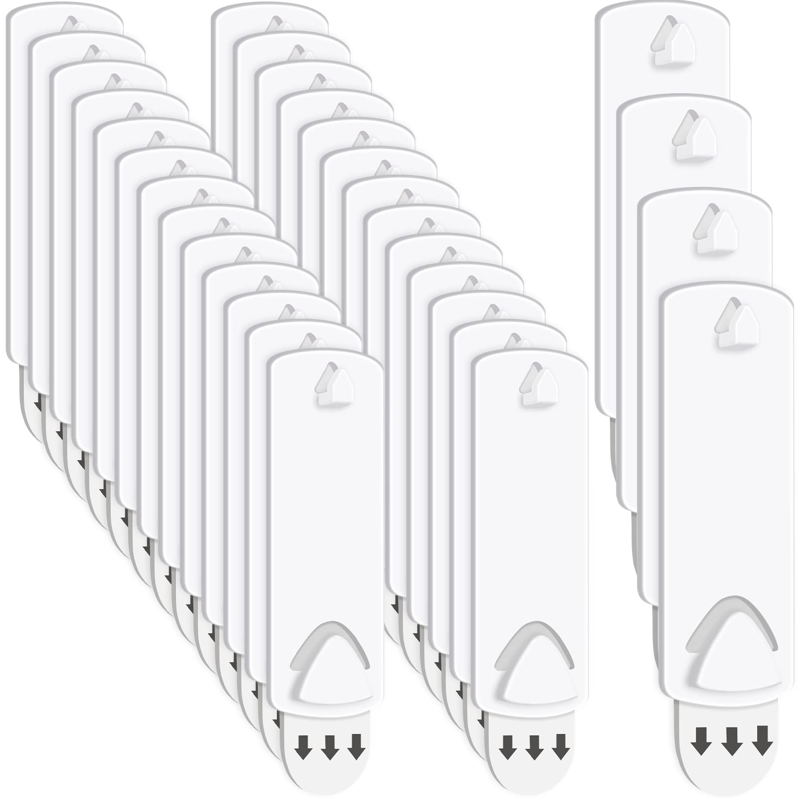 20 Pieces No Damage Picture Hangers Picture Hanging Kit Without Nails No Trace Adhesive Art Hanger for Bathroom Kitchen Home Door Closet, White (20 Pieces)