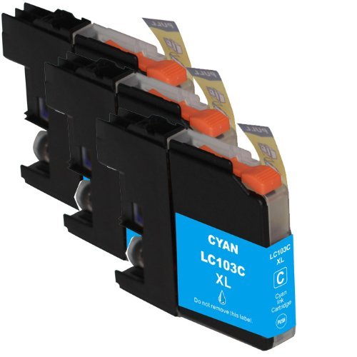 HI-Vision® Compatible LC-103 LC103 XL High Yield Cyan Ink Cartridge Replacement for DCP-J152W, MFC-J245,J285DW,J450DW,J470DW,J475DW,J650DW,J870DW,J875DW Printer 3 pks