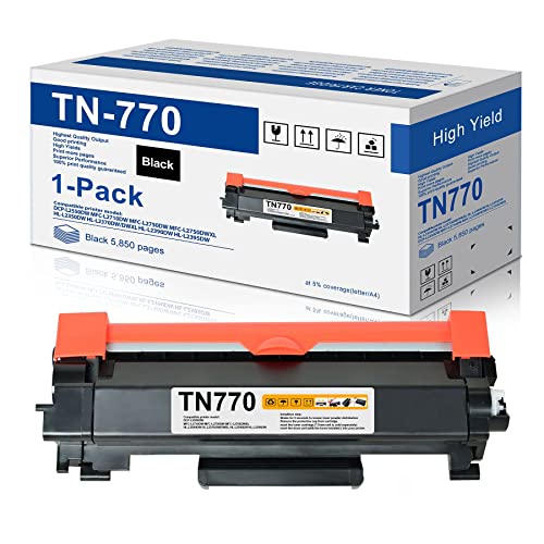 Compatible TN770 Super High-Yield Black Toner Cartridge Replacement for Brother TN-770 HL-L2350DW HL-L2370DW MFC-L2750DW MFC-L2717DW Printer Ink | TN7701PK
