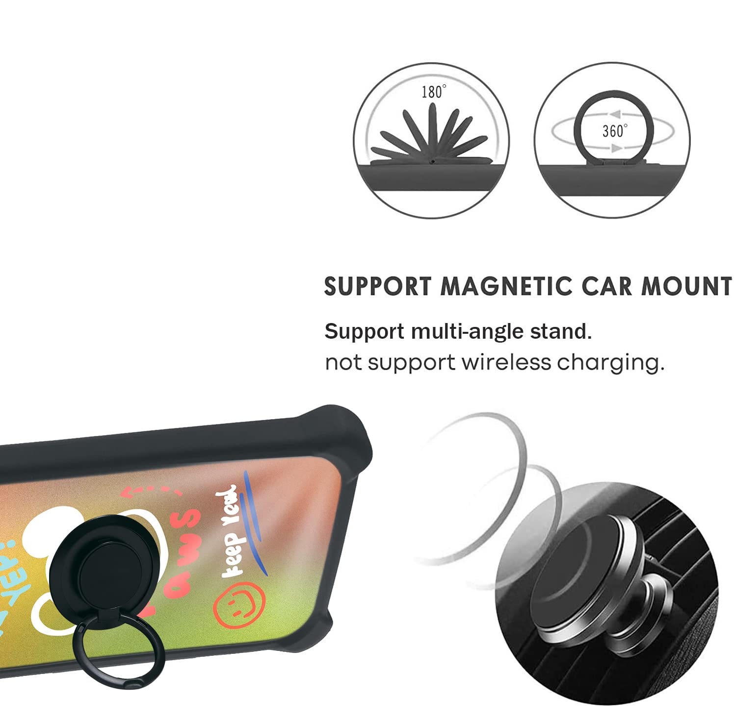 Case for Moto Thinkphone Case Compatible with Motorola Thinkphone Phone Case Cover [with Tempered Glass Screen Protector][Hard PC + Soft Silicone][Ring Support] [Golden Reflect Light] DJH-XXX