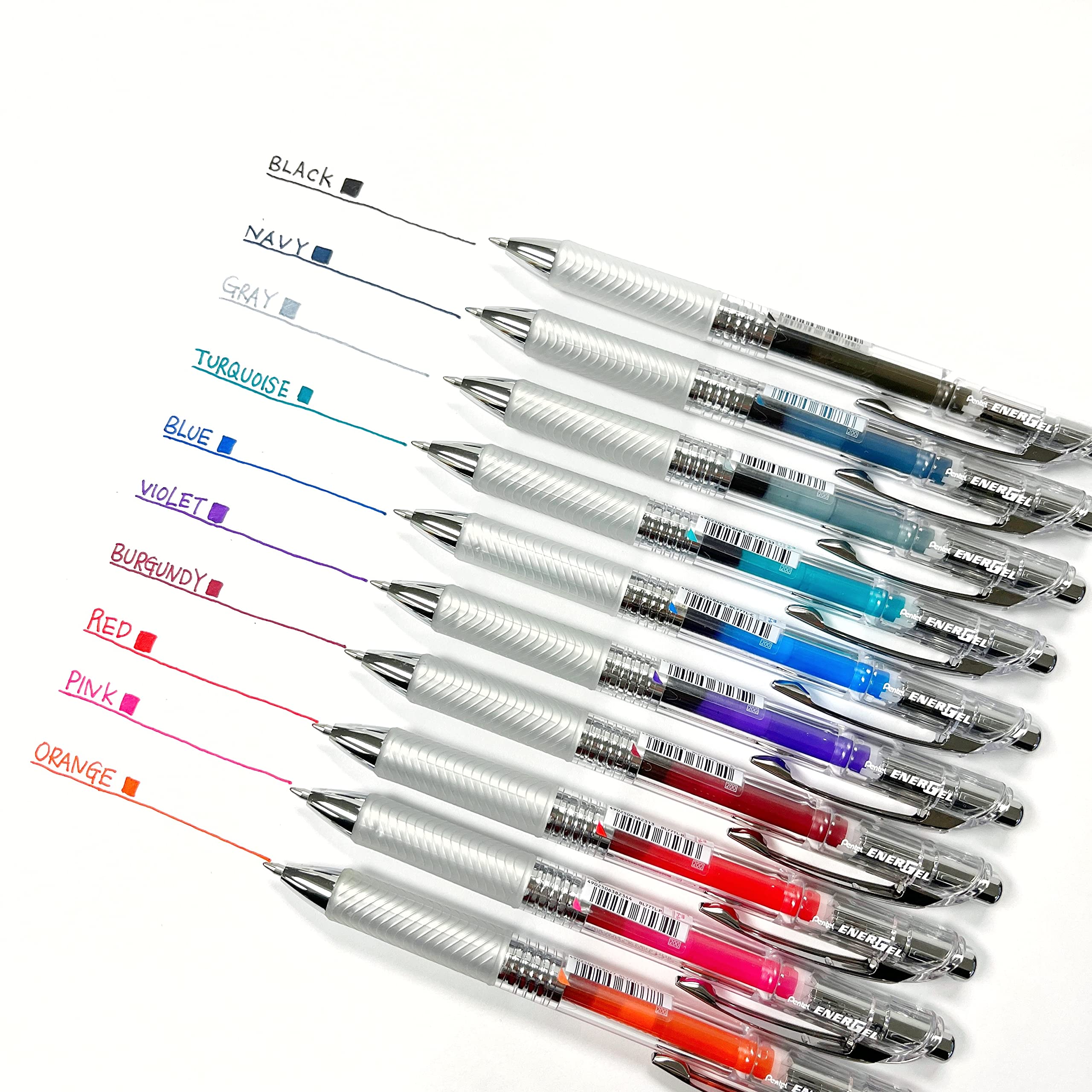 Pentel BL77TL-10 EnerGel Ink Ballpoint Pen, 0.03 inches (0.7 mm), 10 Colors