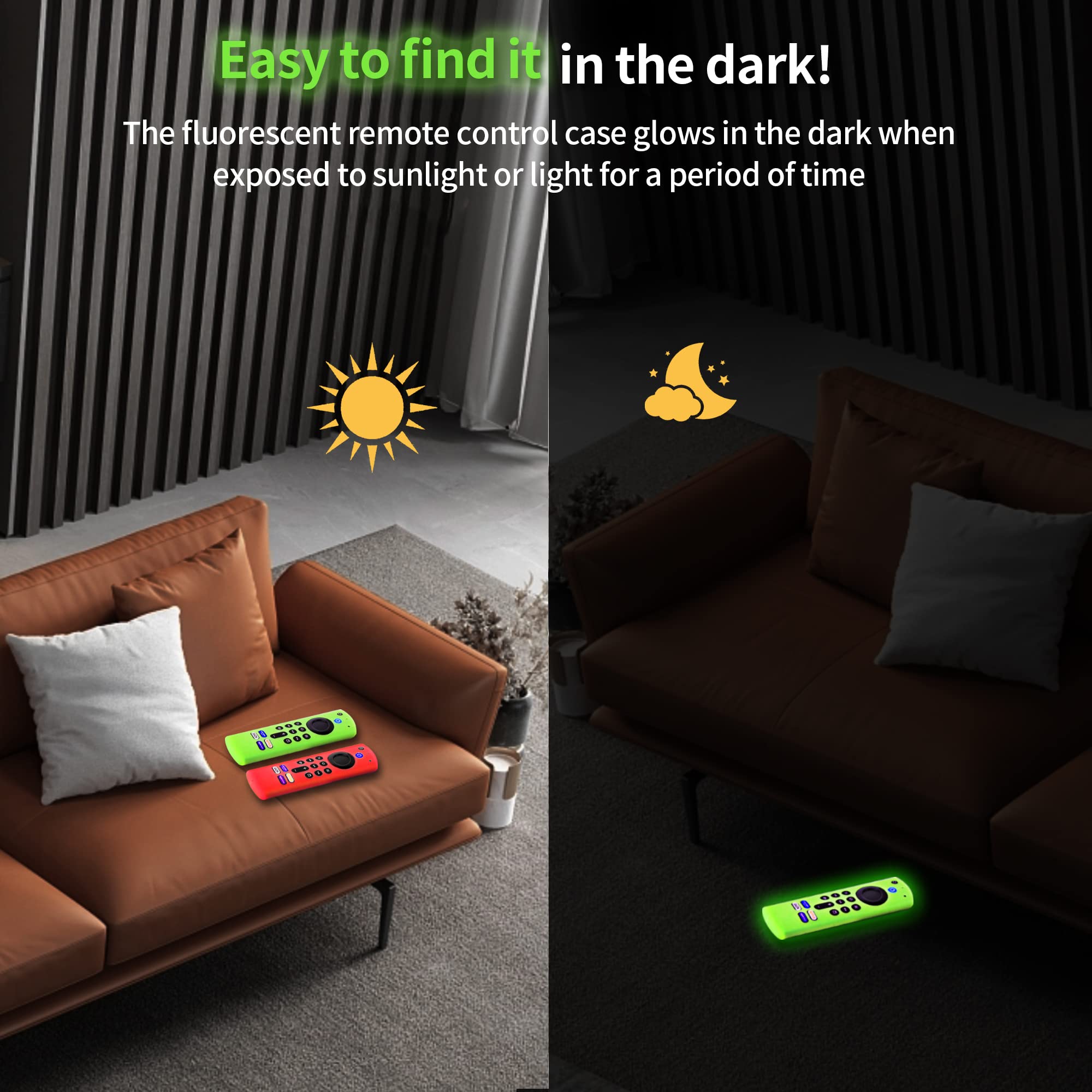 Zazolyne Remote Cover Compatible with Voice Remote 4K,3rd Gen Remote Case Glow in The Dark Cover Green Blue and Red Not Glow