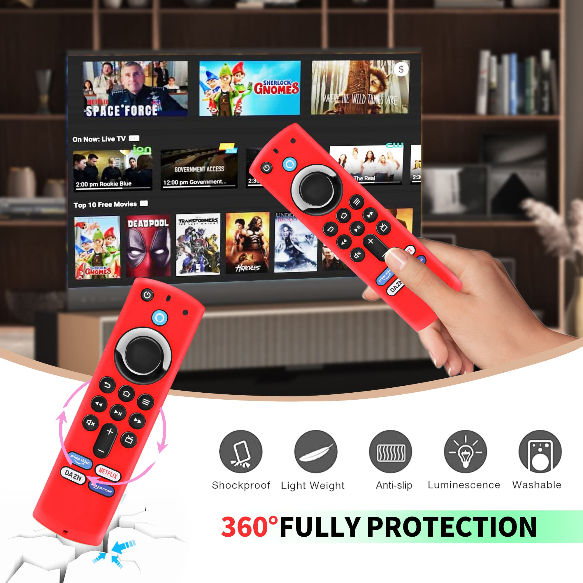 Zazolyne Remote Cover Compatible with Voice Remote 4K,3rd Gen Remote Case Glow in The Dark Cover Green Blue and Red Not Glow