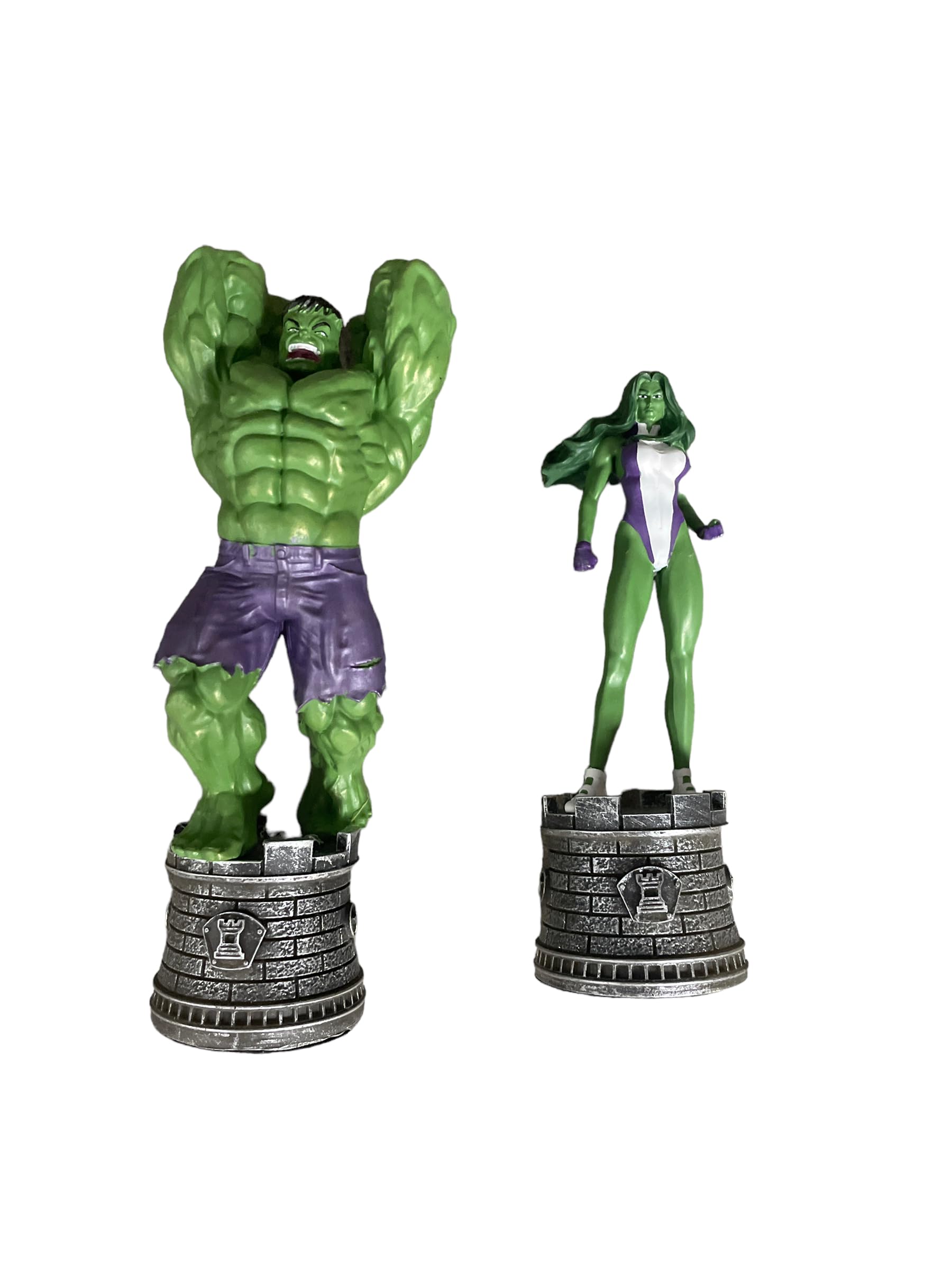 Eaglemoss Marvel Chess Collection Incredible Hulk and She-Hulk Rook Hand-Sculpted Resin Chess Piece with Magazine