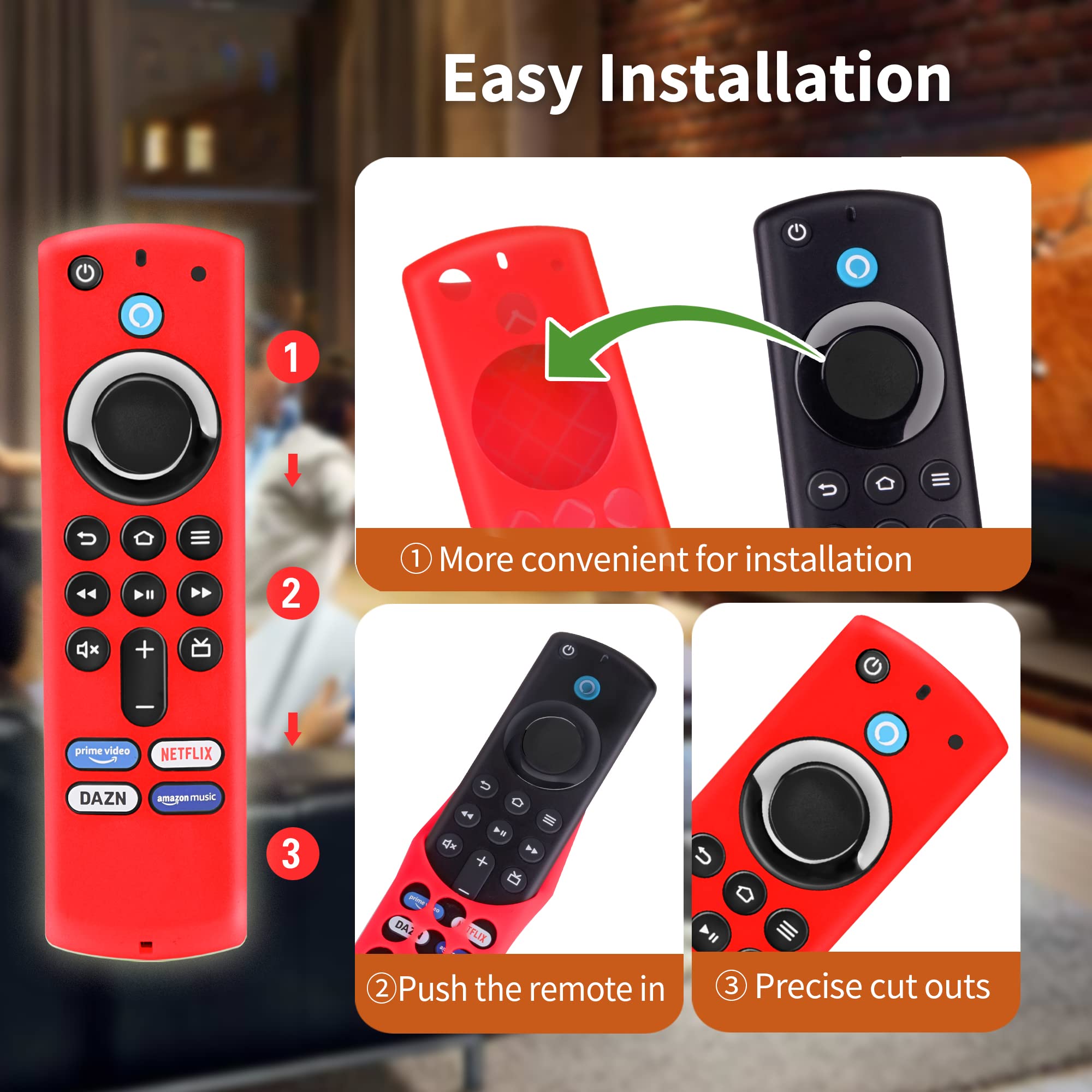 Zazolyne Remote Cover Compatible with Voice Remote 4K,3rd Gen Remote Case Glow in The Dark Cover Green Blue and Red Not Glow