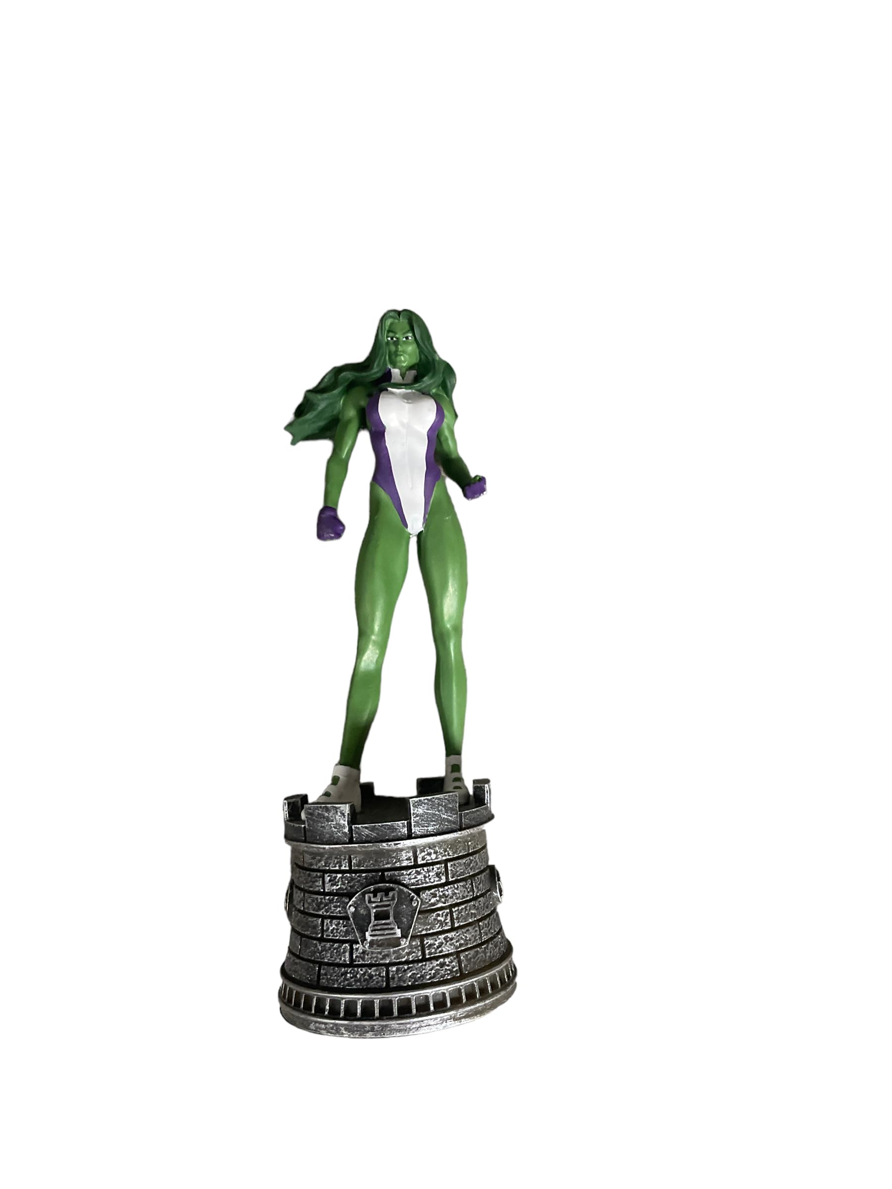 Eaglemoss Marvel Chess Collection Incredible Hulk and She-Hulk Rook Hand-Sculpted Resin Chess Piece with Magazine
