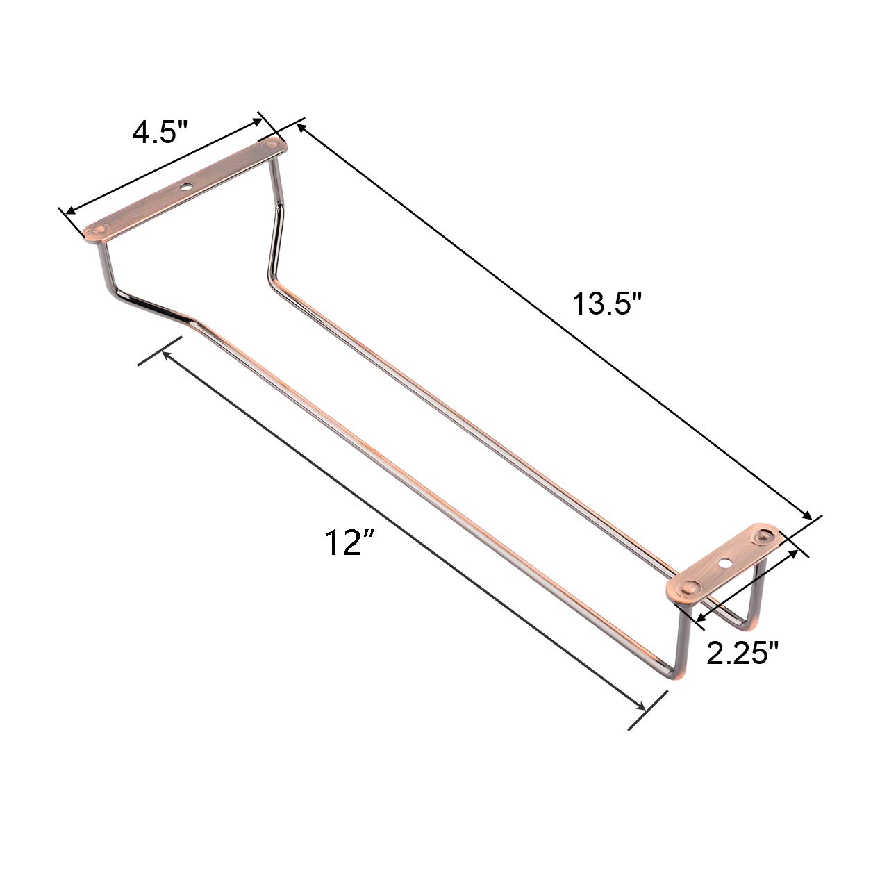 CM Pack of 2 Under Cabinet Hanging Rack Wire Hanger Rack Organizer Holder Rack for Wine Stem Glasses Stemware Wine Glass in Bar Kitchen, 12 Inch Long (Antique Copper Finish)