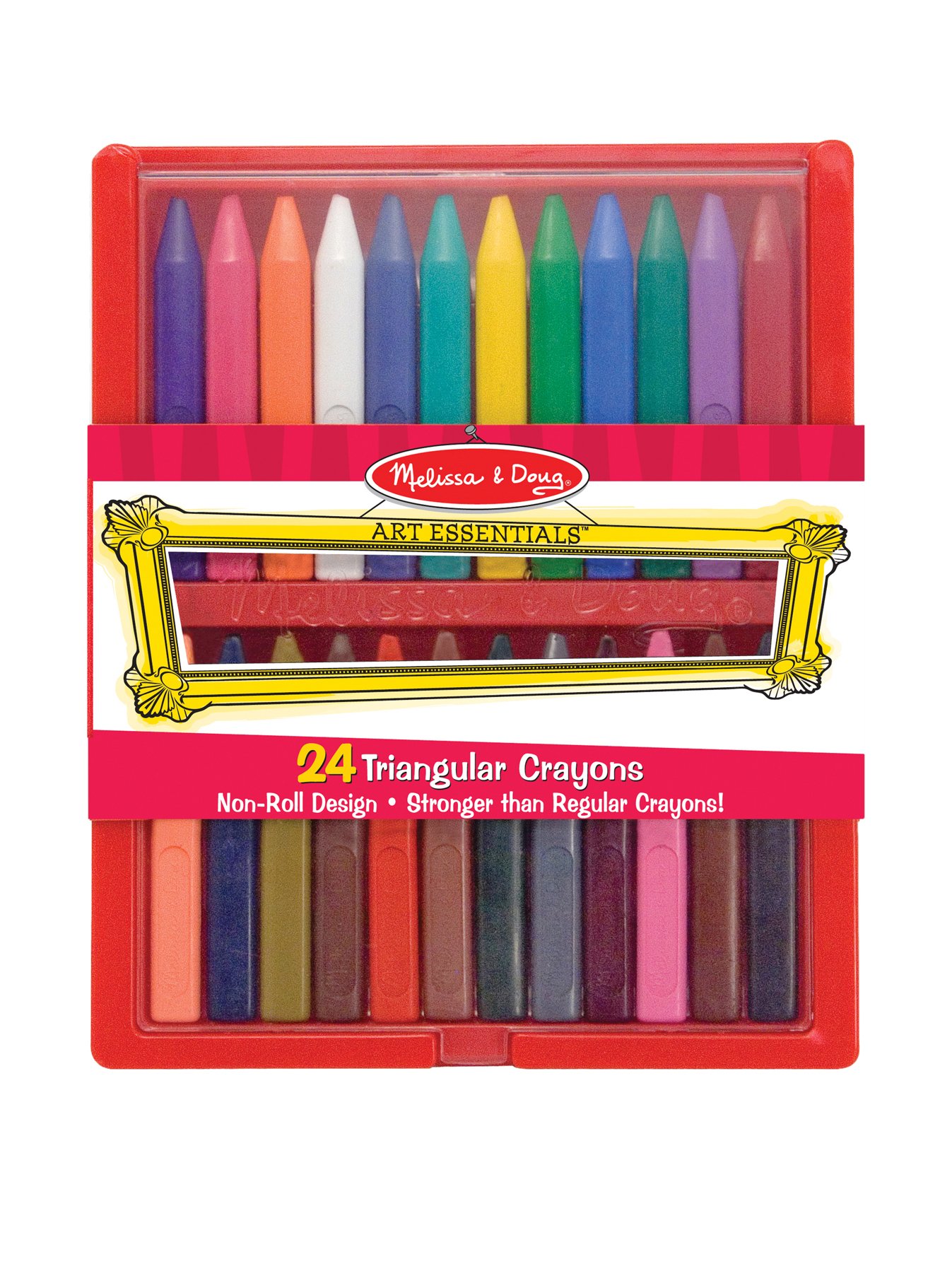 Melissa & Doug Triangular Crayons - 24-Pack in Flip-Top Case, Non-Roll