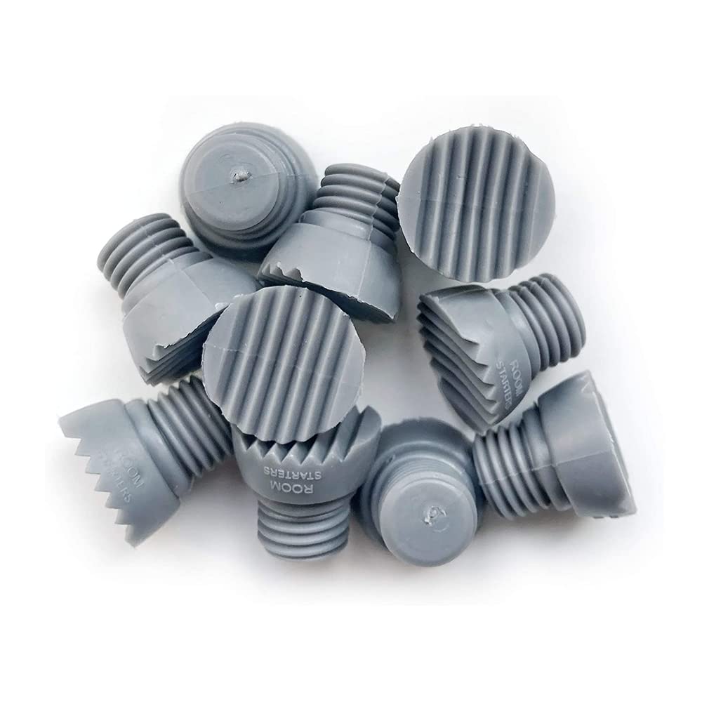 Kick Down Door Stop Ultra Grip Rubber Replacement Tip 10 Pack Threaded by ROOM STARTERS Style 1 (Gray, 10 Pack)