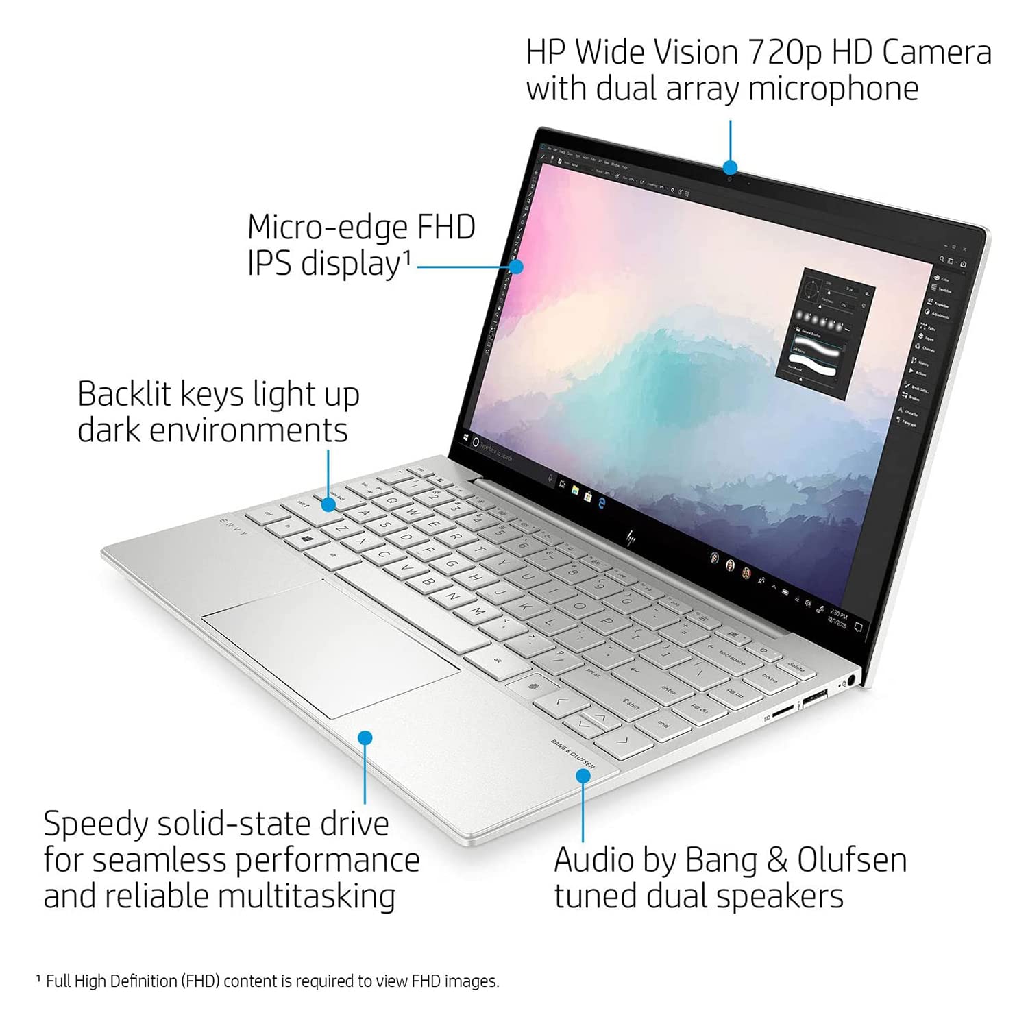 2022 Newest HP Envy Laptop, 13.3" Full HD 1080P Non-Touch 400nits Display, Intel Core i5-1135G7 Quad-Core Processor, 8GB RAM, 128GB SSD, Backlit Keyboard, WiFi 6, Webcam, HDMI, Windows 11 Home, Silver