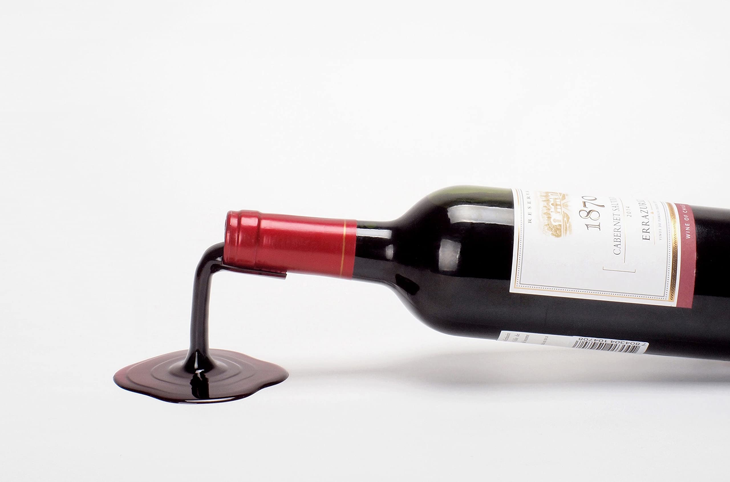 Spilled Wine Bottle Holder - Fun and Unique Way to Display Your Favorite Wine - Red and White (Set of 2)