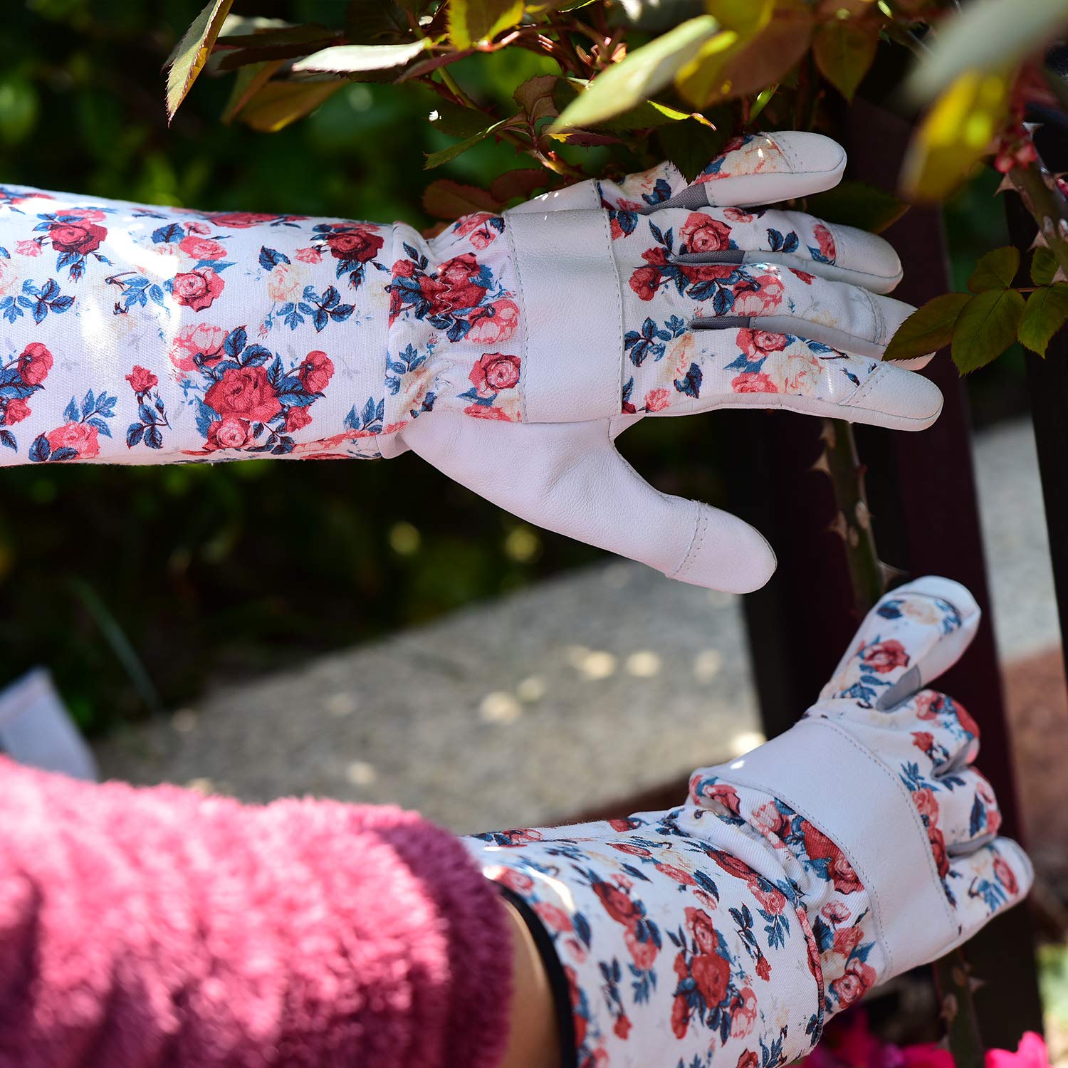 Vgo... 1-Pair Natural Genuine Goatskin Leather Gardening Gloves, Long Cuff Protection, High Dexterity Grip Gloves (Size S, White, GA9658-W)