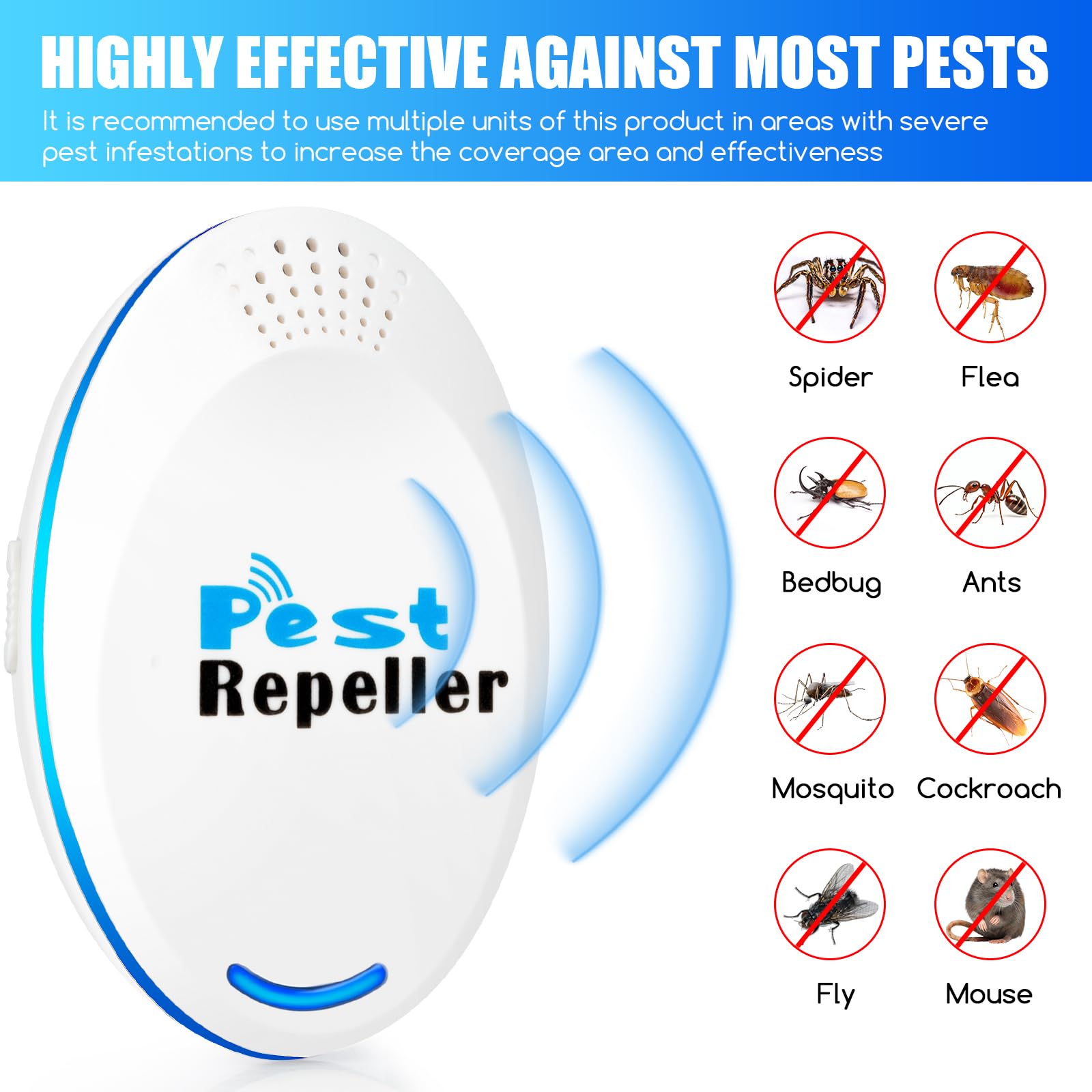 2pack Ultrasonic Pest Repellent Control pest Repeller Plug in Bug Repellent Indoor mice Spider Repellent for House Indoor Mouse Repellent Indoor Repel Flea,Rats,Roaches,Cockroaches,Fruit Fly,Rodent