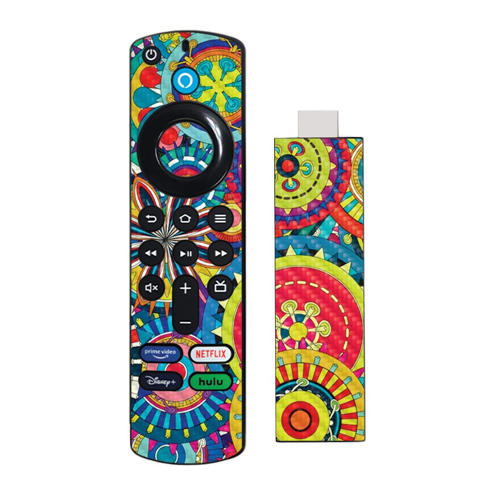 MightySkins Carbon Fiber Skin Compatible with Amazon Fire TV Stick 4K Max - Flower Wheels | Protective, Durable Textured Carbon Fiber Finish | Easy to Apply and Change Styles | Made in The USA