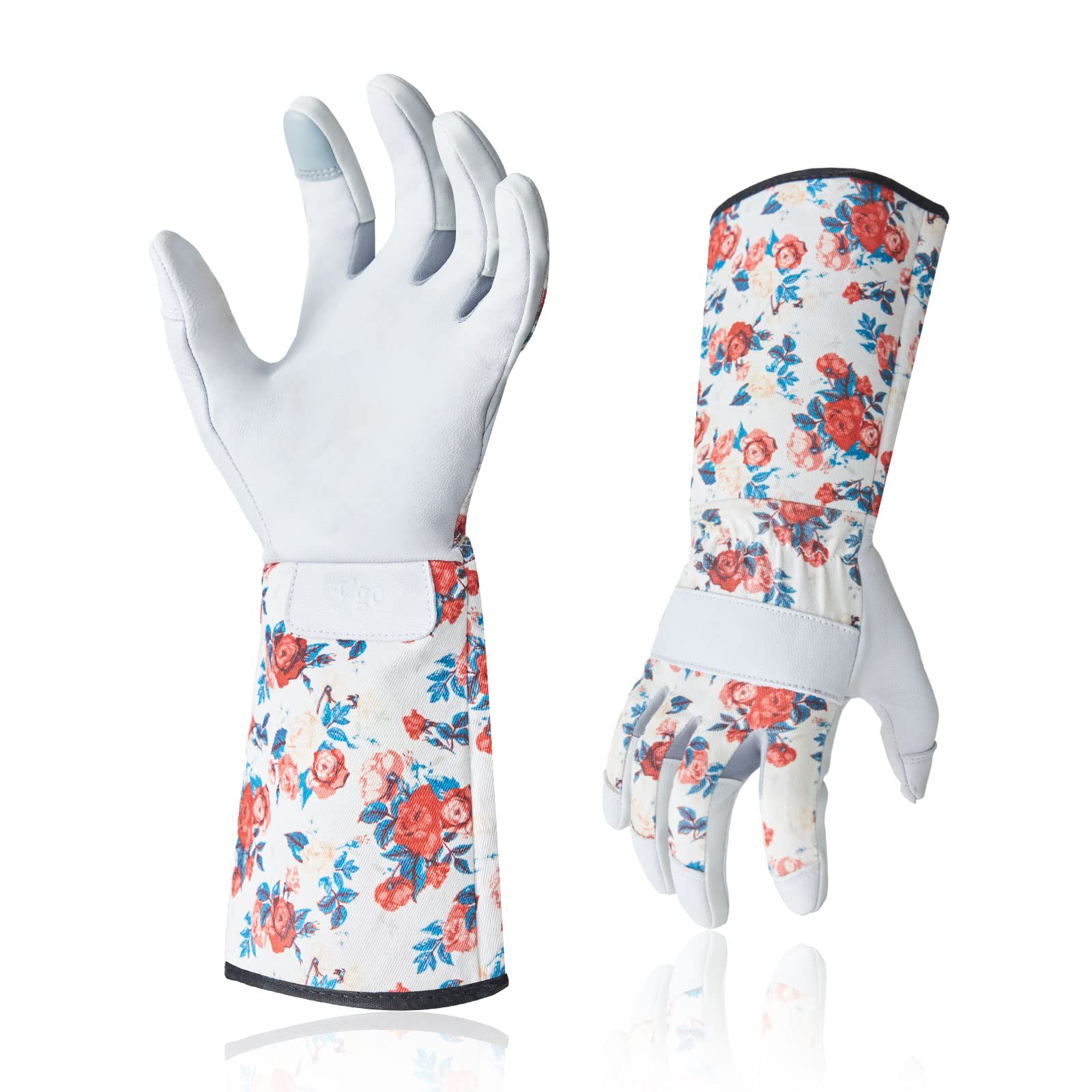Vgo... 1-Pair Natural Genuine Goatskin Leather Gardening Gloves, Long Cuff Protection, High Dexterity Grip Gloves (Size S, White, GA9658-W)