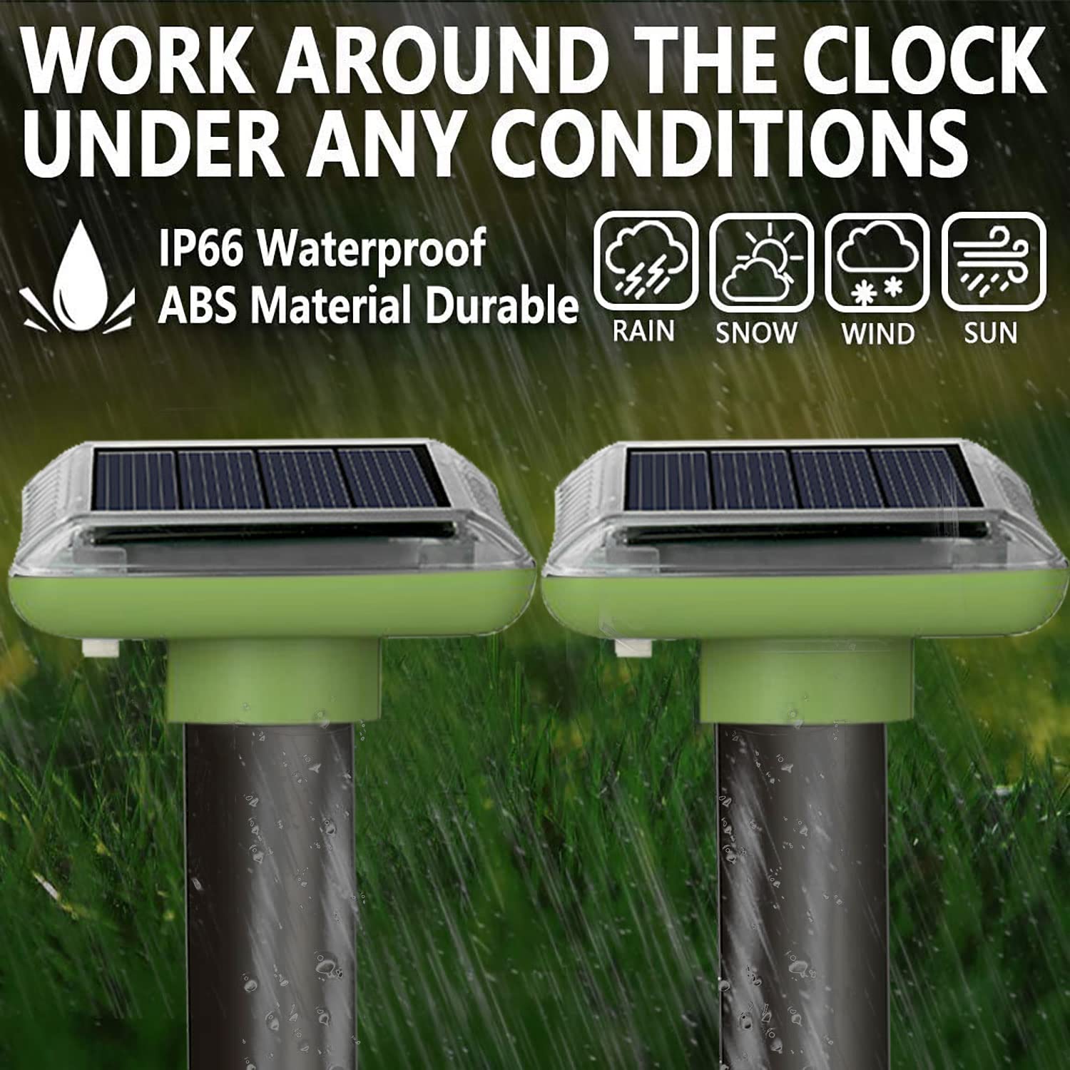 4PCS Animal Mole Repeller, Ultrasonic Mole Repellent Solar Powered, Mole Repeller, Outdoor Waterproof Solar Mole Control, Moles, Snakes, Gophers, Rats