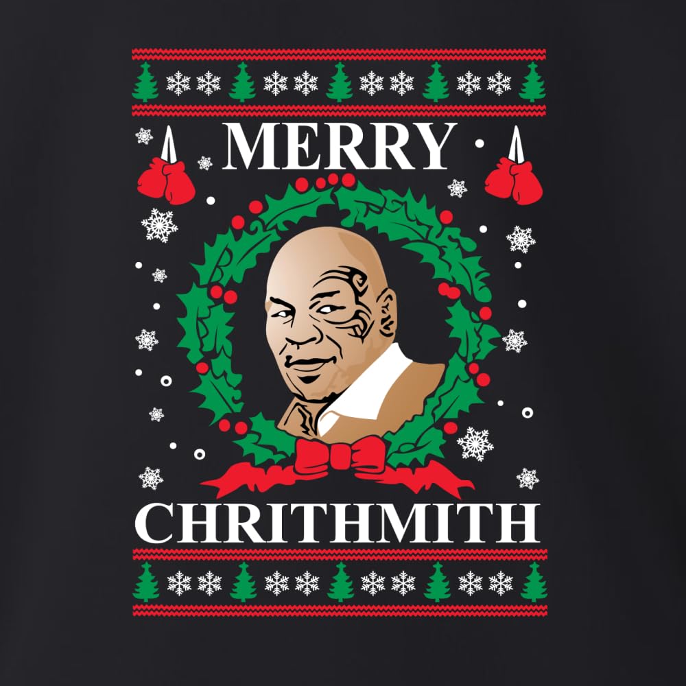 Wild Bobby Merry Chrithmith Ugly Christmas Sweater Unisex Crewneck Graphic Sweatshirt, Black, Large