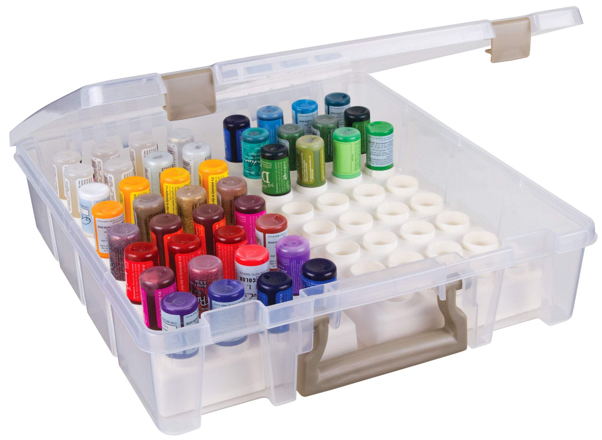ArtBin 6959AB Bottle Storage Super Satchel, Portable Carrying Case - Organizes up to 32 individual 0.5oz Bottles, Clear