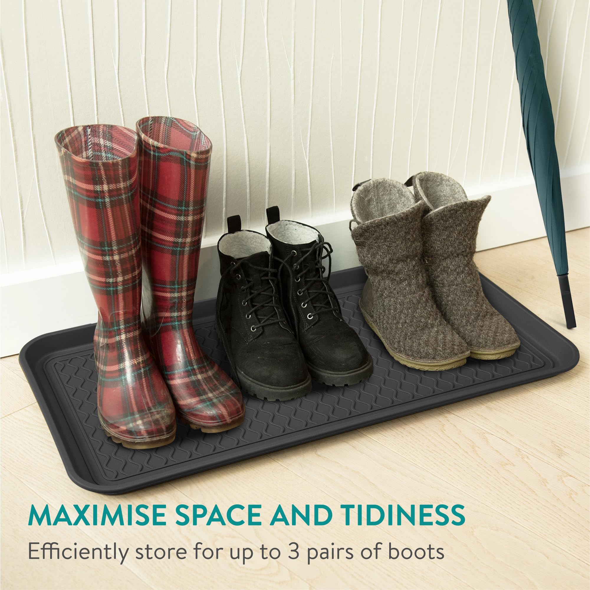 Navaris Set of 3 Shoe Drip Trays - Multi-Purpose Boot Tray for Rain Boots, Winter Boots, Sneakers - For Indoor and Outdoor Use in All Seasons - XL