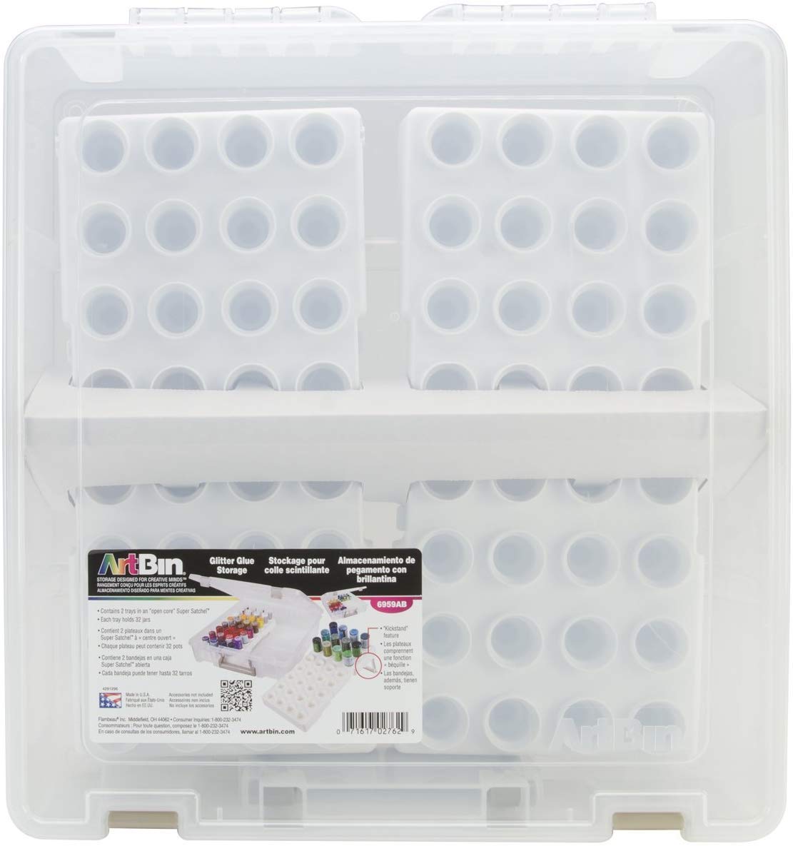 ArtBin 6959AB Bottle Storage Super Satchel, Portable Carrying Case - Organizes up to 32 individual 0.5oz Bottles, Clear