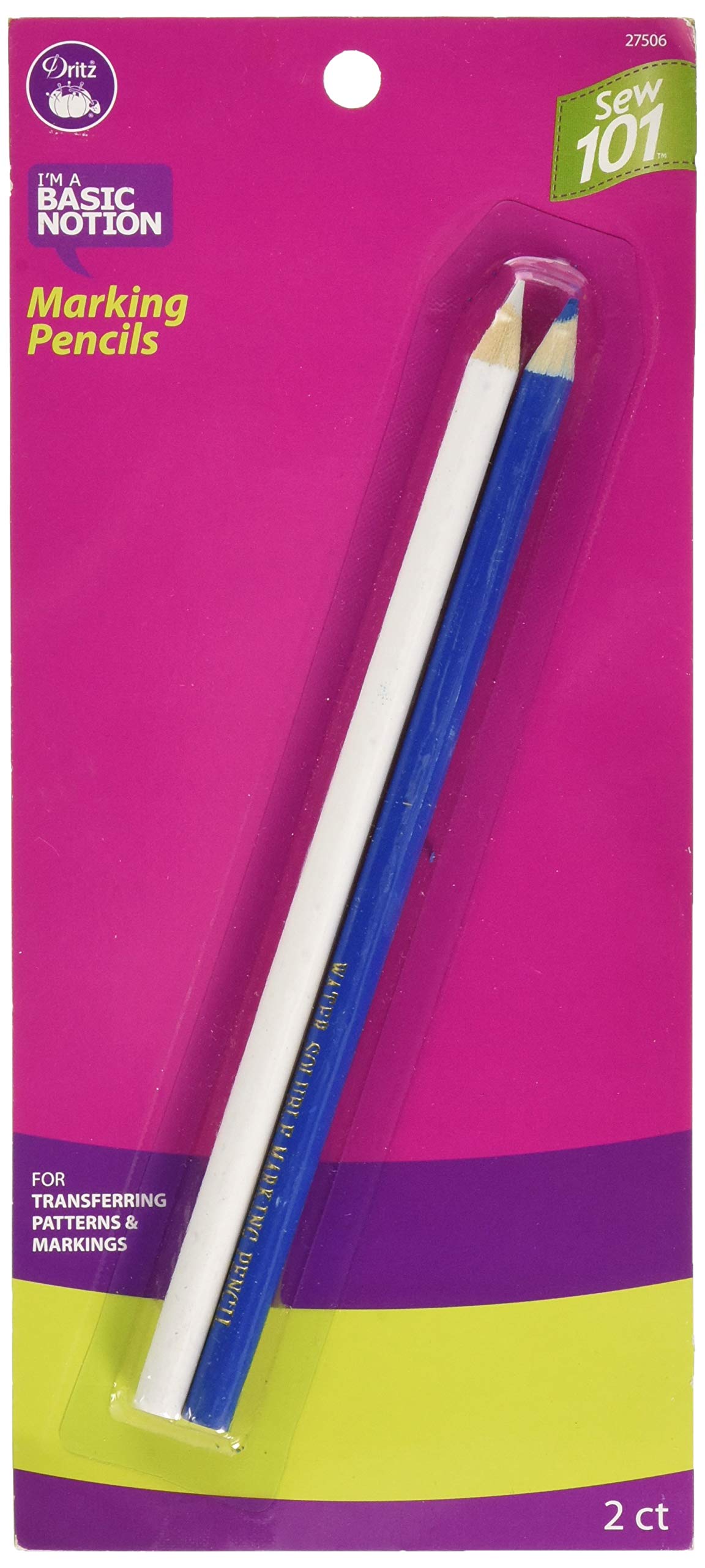 Dritz Sew 101 Combo, Water Soluble, Light Blue and White Marking Pencils, 2 Count (Pack of 1)