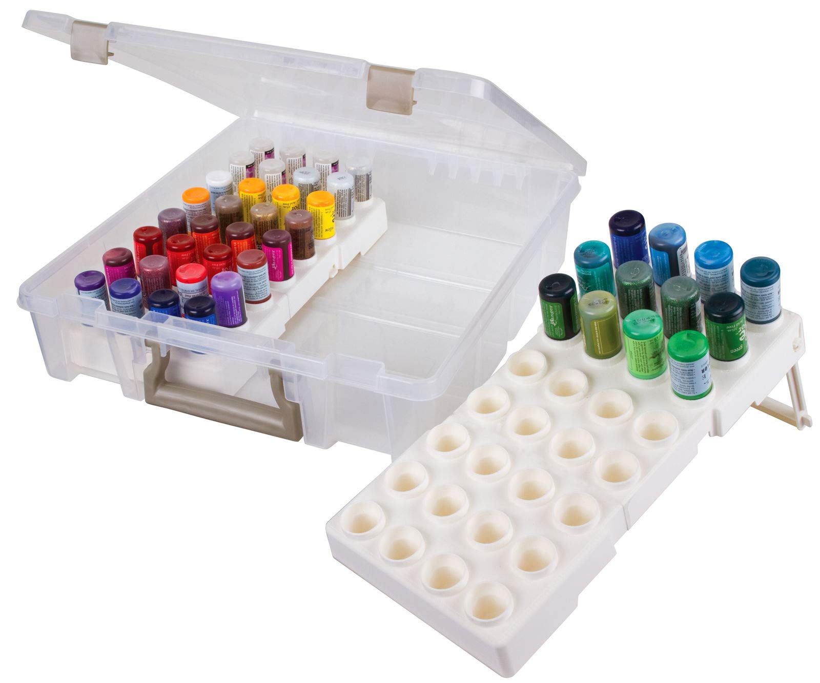ArtBin 6959AB Bottle Storage Super Satchel, Portable Carrying Case - Organizes up to 32 individual 0.5oz Bottles, Clear