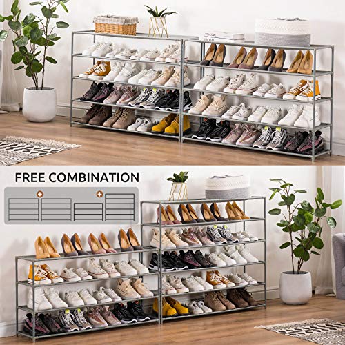 Apicizon 10 Tiers Shoe Rack, 50 Pairs Shoe Storage Organizer, Non-Woven Fabric Metal Shoe Shelf Tower, Shoe Rack Organizer for Closet/Entryway/Garage, Grey